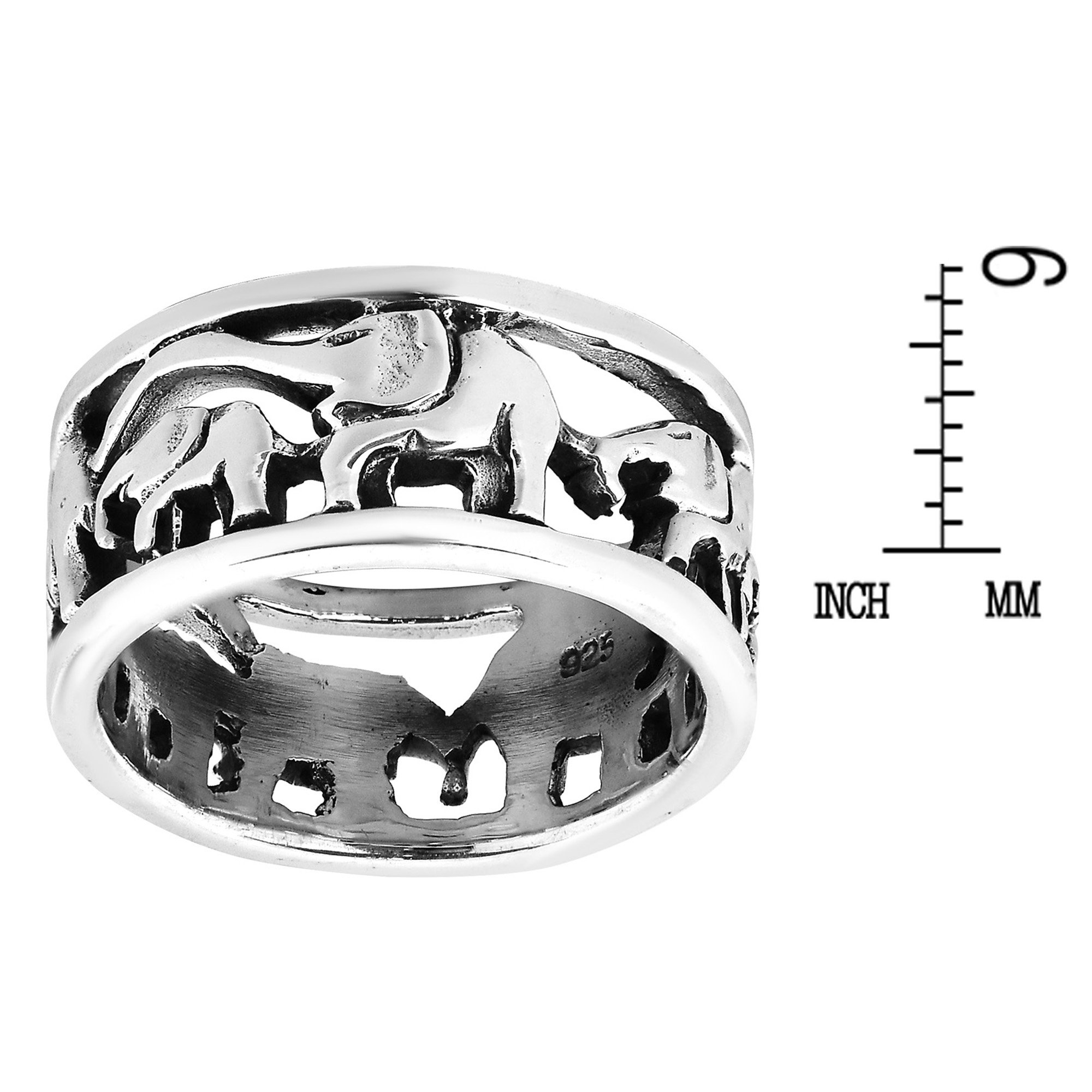 AeraVida Loving Elephant Family Parade .925 Sterling Silver Ring (8)