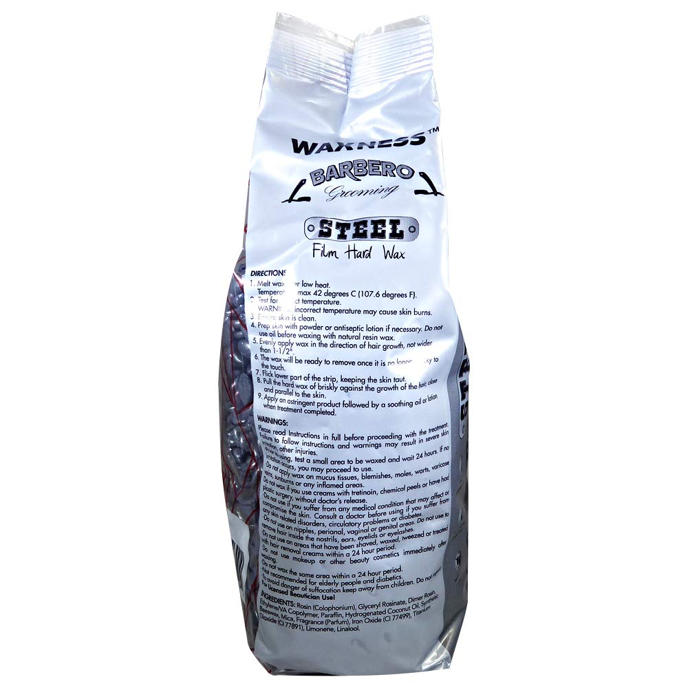 Wax Necessities Waxness Barbero Grooming Depilatory Hard Wax Steel for Men 2.2 Pound