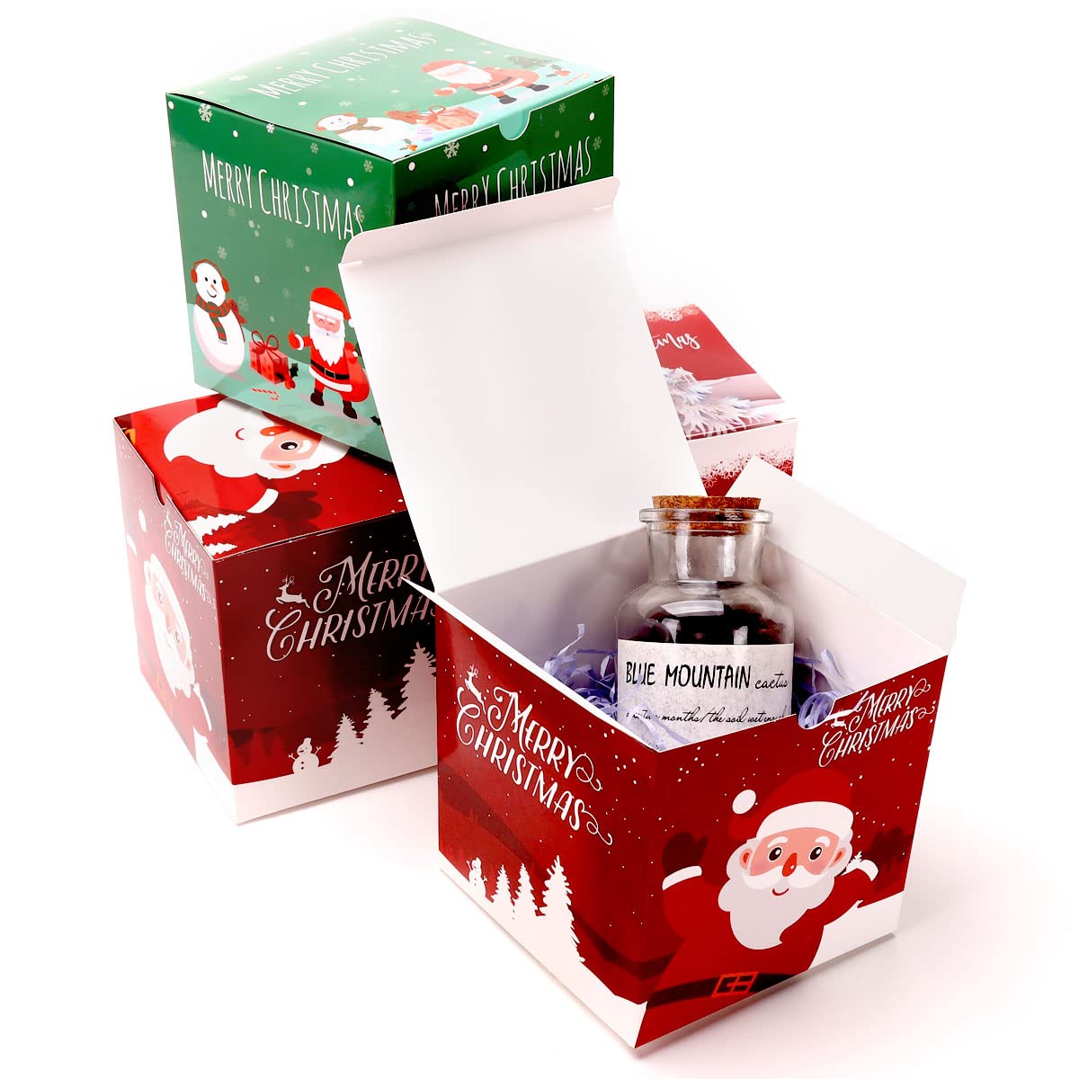Frantis 15 Pack Stackable Christmas Gift Boxes,5x5x5 Inches Decorations Christmas Boxes, 3 Festive Designs Party Rustic Woodland Christmas Theme Nested Set , Candy, Holiday Bakery Treat