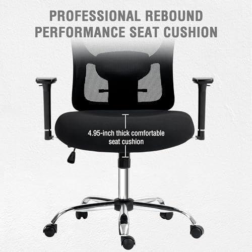 Big and Tall Office Chair 600lbs, Ergonomic Computer Desk Chair for Heavy People with 4D Adjustable Armrest and Lumbar Support, Heavy Duty Metal Base Mesh Chair with Wide Seat for Home Office