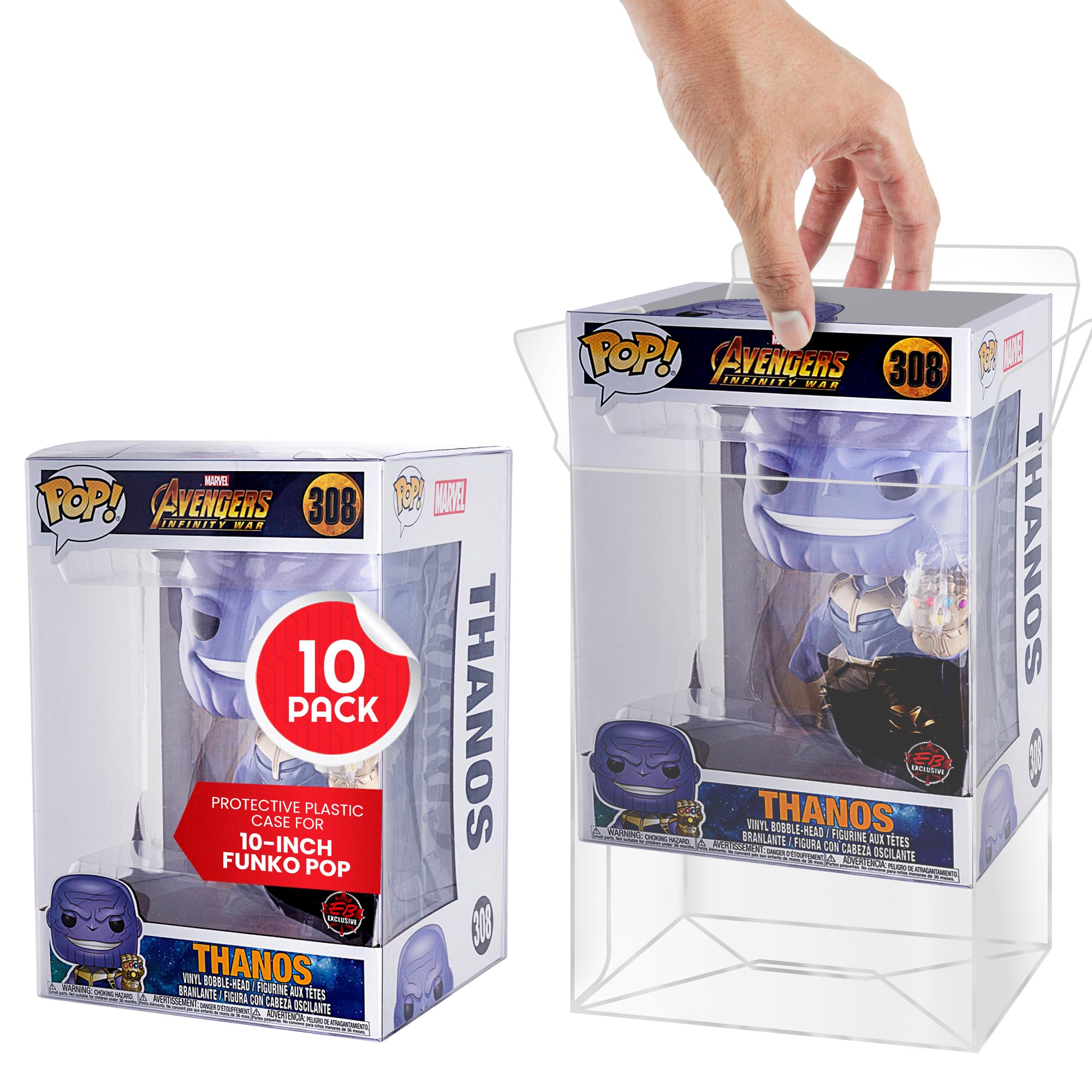 EVORETRO Pop Protector 10 inch for Funko Pop 10 inch Figures - 10 Pack - 0.35 mm Clear Thick PET Plastic Box Case Protector, Anti-Scratch, Stackable Display Case, Will Last for Years to Come