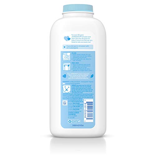 Johnson's Baby Powder with Naturally Derived Cornstarch Aloe & Vitamin E, Hypoallergenic, 15 oz