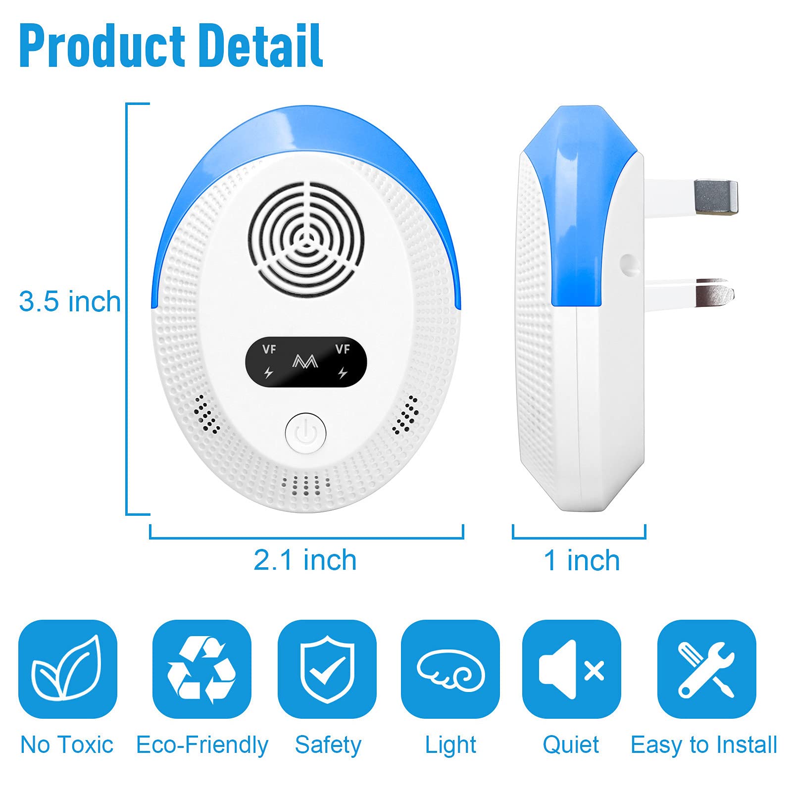 Bectine Ultrasonic Pest Repeller 6 Packs, Indoor Pest Control, Ultrasonic Pest Repellent, Indoor Pest Control for Home, Kitchen, Office, Warehouse, Hotel