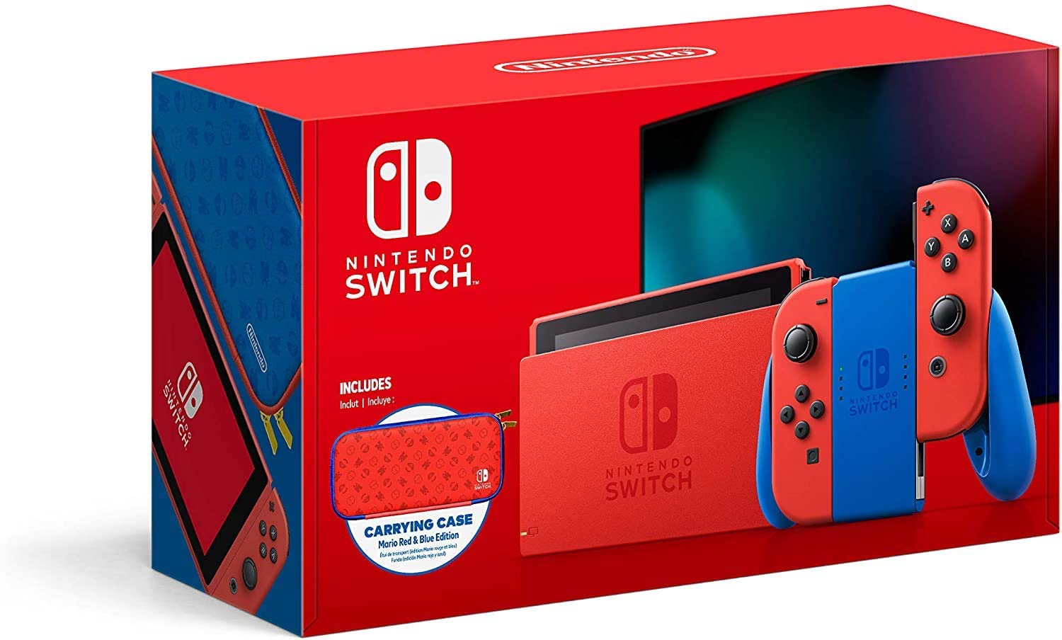 Newest Nintendo Switch Mario Red & Blue Edition 32GB Console Red Joy-Con, WiFi, Bluetooth, HDMI, Extra External 64GB Storage and Ultimate 18-in-1 Case