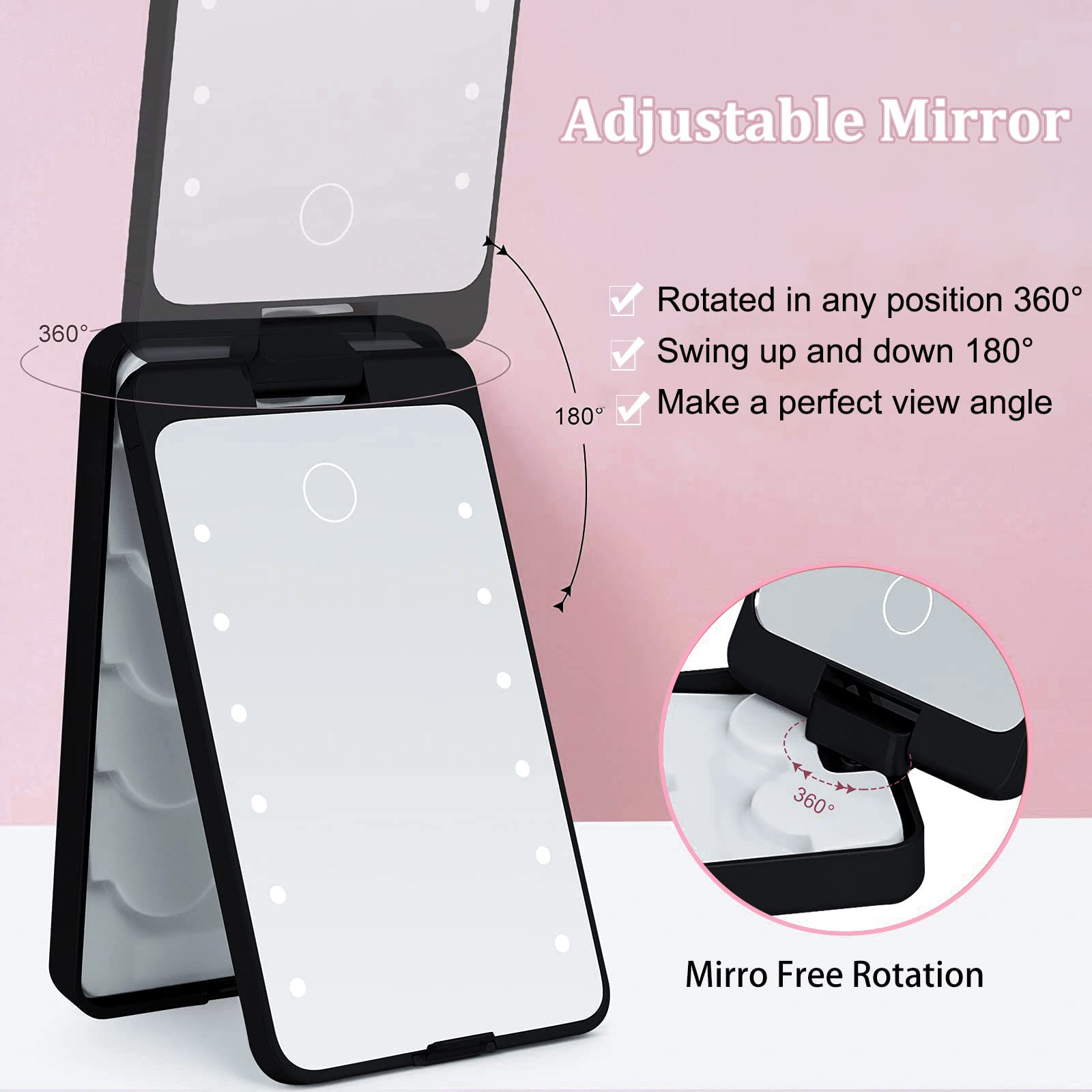 AREMOD Lash Mirror, Eyelash Case 3 Layer False Eyelash Holder Case Lash Organizers and Storage Empty Travel Cosmetic Eyelash Container with Mirror for Makeup(Black)