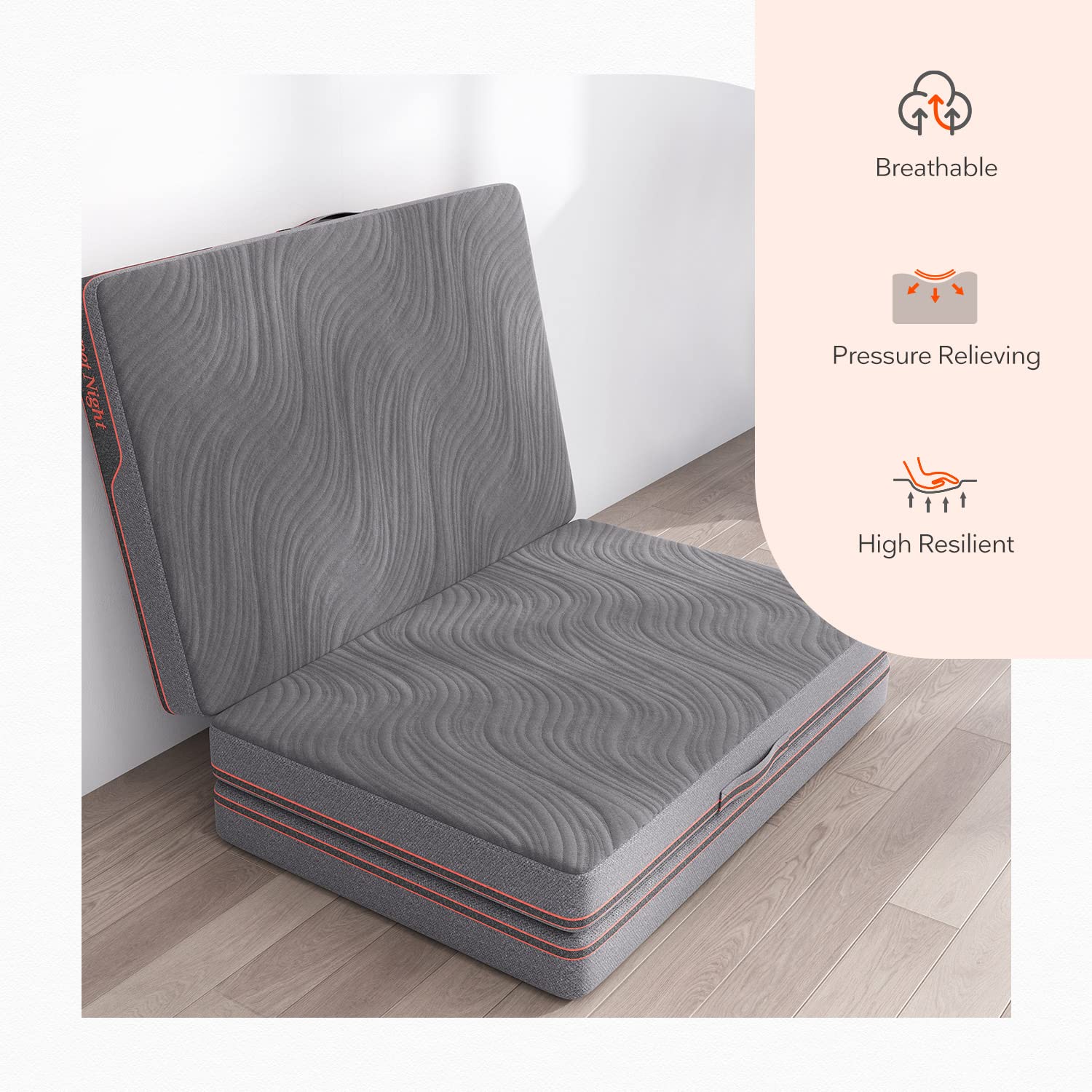 Sweetnight Folding Mattress Twin XL Size with Carry Bag,4-Inch Foldable for Travel, Camping, Guest - Breathable Mesh Sides & Portable , Compact and Easy to Storage Grey