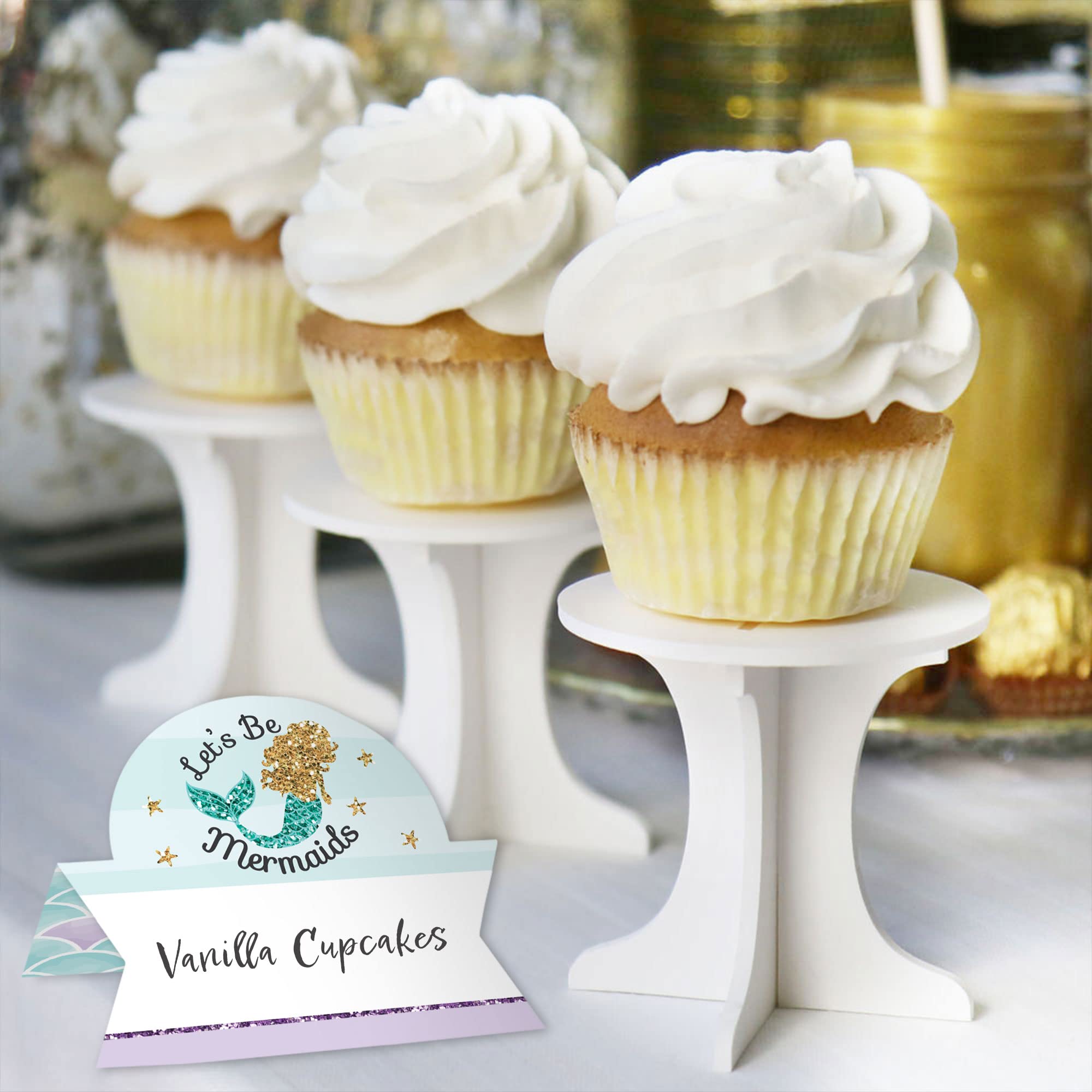 Big Dot of Happiness Let’s Be Mermaids - Baby Shower or Birthday Party Tent Buffet Card - Table Setting Name Place Cards - Set of 24