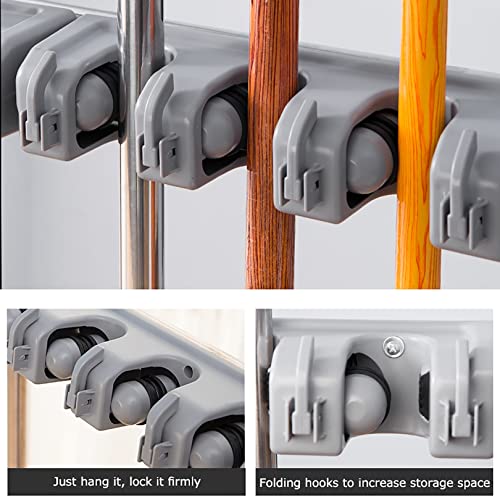AUNEVN Movable Hand Trucks Mop Drain Rack Movable Closet Cabinet Floor-Mounted Mop Rack Tower Holder Long Tools Put Wet Mops Movable Floor Holder Stainless Steel Storage Rack/8Slots