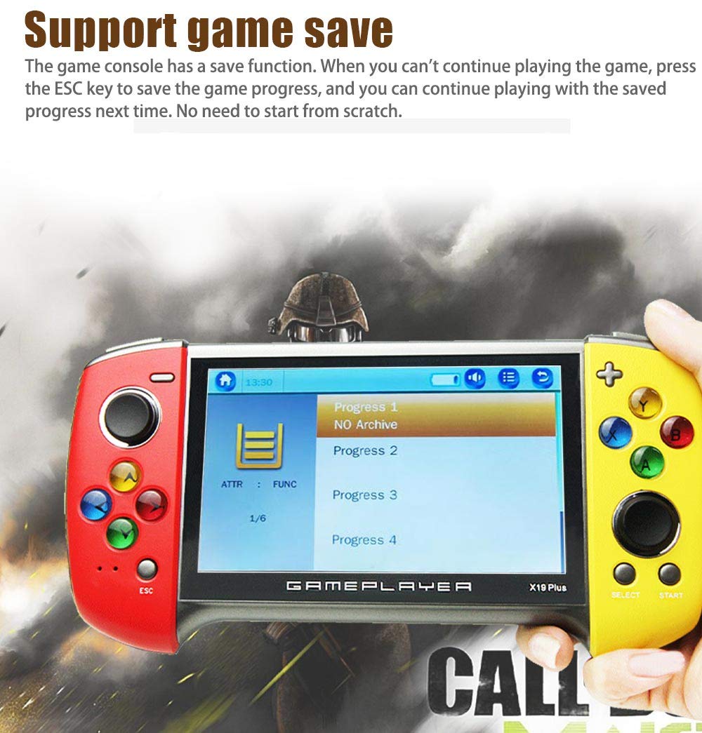 CZT New 5.1-inch Handheld Game Console Built-in 9100 Games Multiple simulators Game can be archived mp3/mp4 DV/DC E-Book Recorder Rechargeable Lithium Battery (Yellowred)