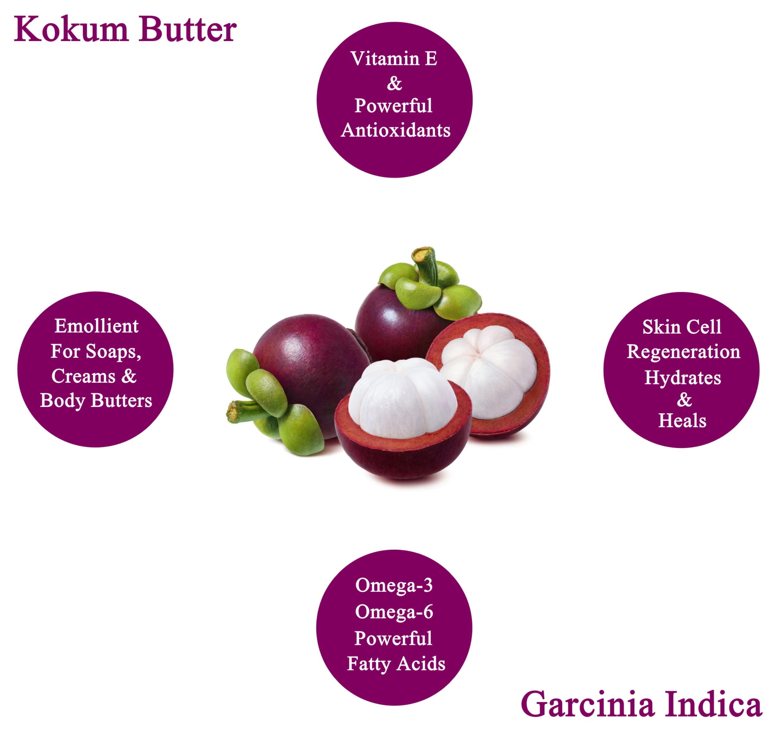 Raw Kokum Butter 3 lbs. Bulk 100% Pure Natural - Great for Skin, Body and Hair Moisturizer, DIY Creams, Balms, Lotions and Soap Making.