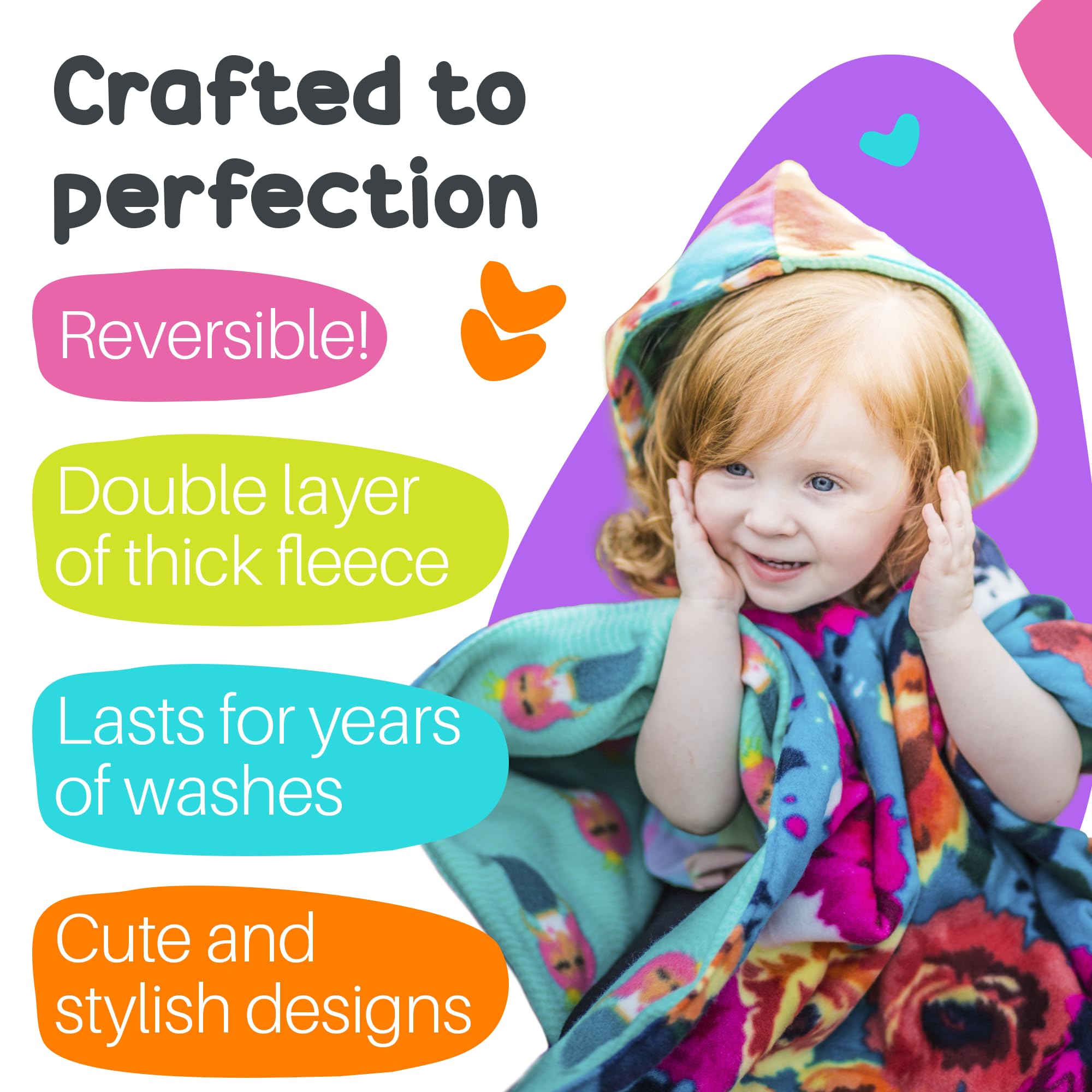 Birdy Boutique Car Seat Poncho for Kids – Safe to Use Over Seat Belts – Reversible Warm and Cozy Blanket – Easy on Easy Off and Doesn’t Impact Car Seat Performance – Mermaid Floral – One Size