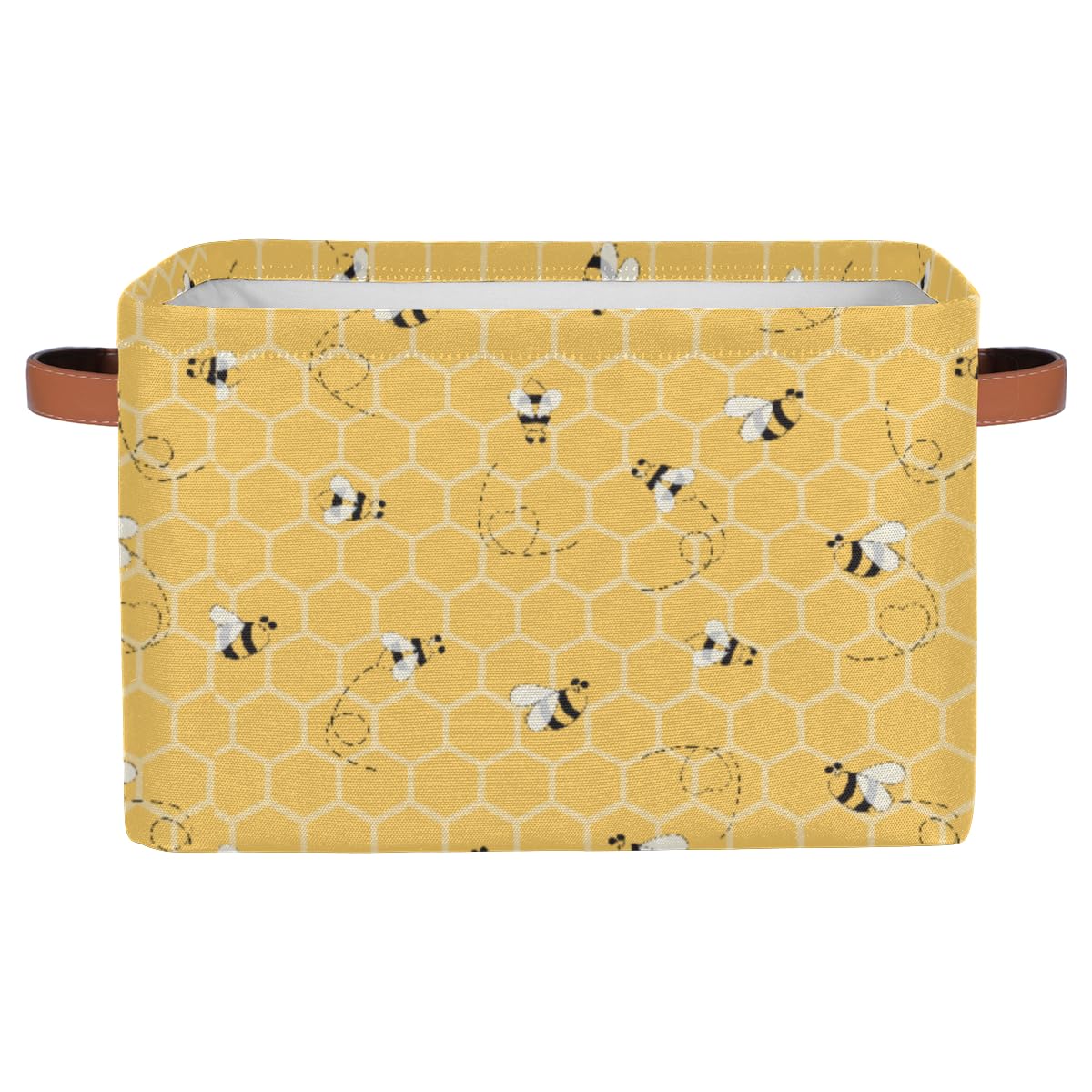 Bumble Bee Basket for Kid Foldable Closet Storage Bins Rectangle Storage Box 15 x 11 x 9.5 Inch Collapsible Storage Bin for Home Closet Shelf Bedroom Halloween Party Decor