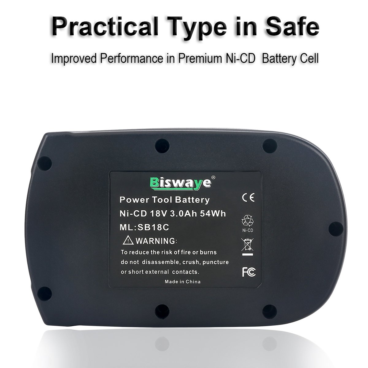 Biswaye 2Pack 18V Battery SB18C SB18A SB18B Compatible with Skil 18V Ni-Cd Cordless Tools 2810 2888 2887 2895 2897 2898 4570 5850 5995 7305 9350, 3.0Ah