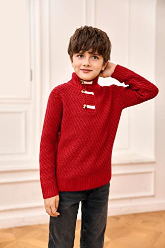 Makkrom Toddler Sweater Baby Boy Girl Turtleneck Cable Knit Sweaters Long Sleeve Christmas Outwear Spring Fall Winter Red