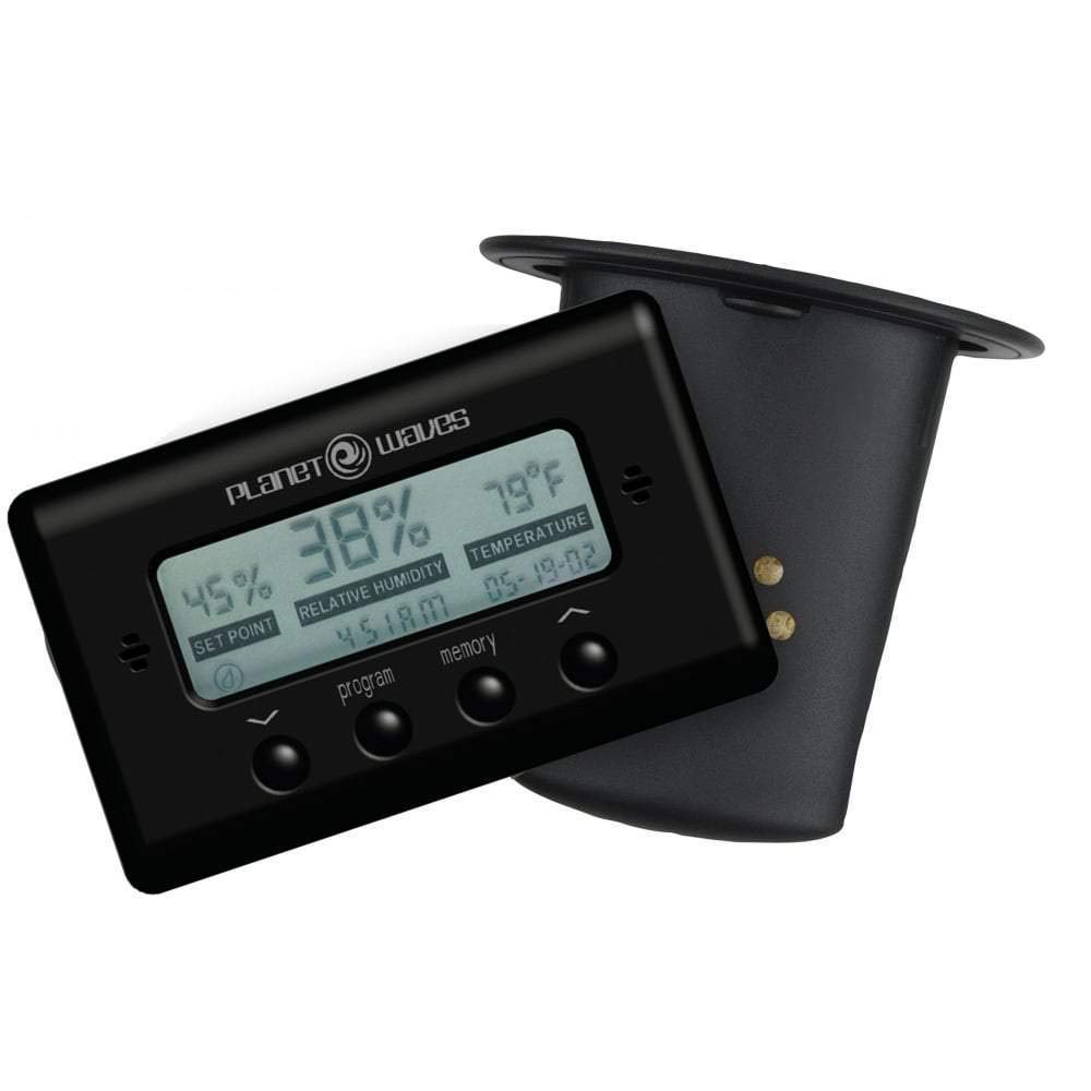 D'Addario Accessories Acoustic Guitar Humidifier with Digital Humidity & Temperature sensor, Black