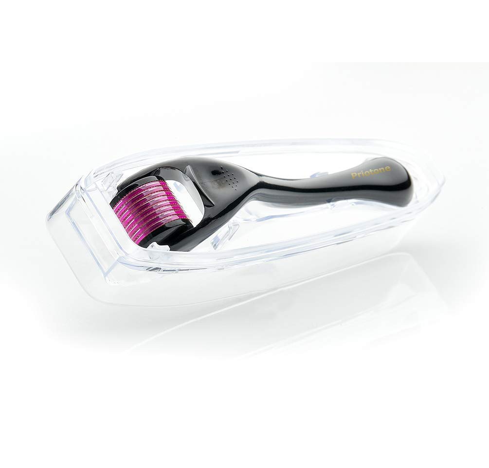 Titanium Needle Roller for Face Hair Beard - 540 .25mm Needles for Beauty Skin Care - Kit with The Best Home Cosmetic Tool and Storage Case for Pro Treatment - Upload eBook - for Women and Men