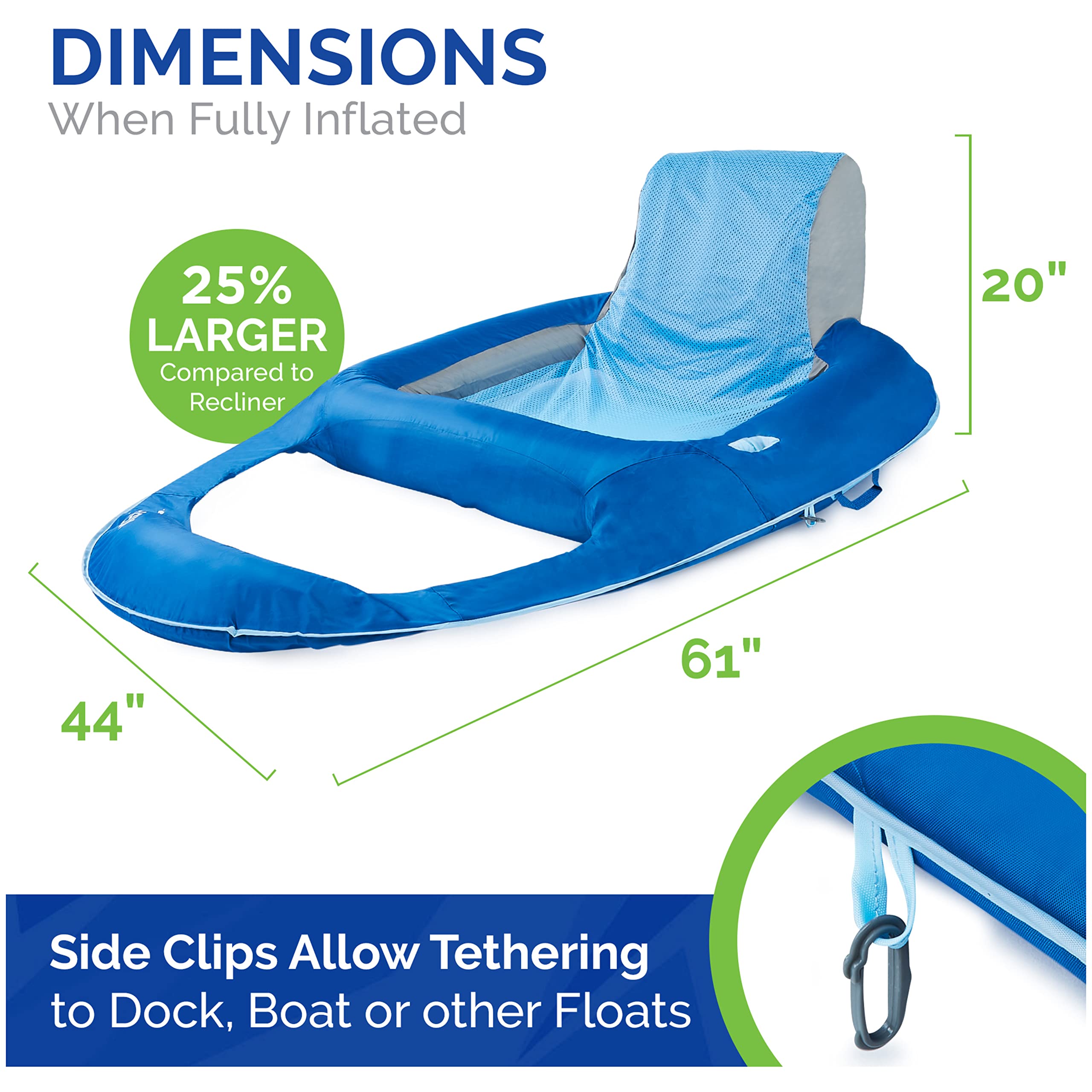 Kelsyus Premium Floating Lounger XL with Fast Inflation, Inflatable Recliner Chair, Lake & Pool Float for Adults with Cup Holder, Amazon Exclusive