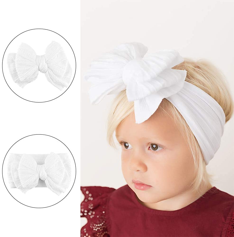 Makone Handmade Baby Headbands with Bows Stretchy Nylon Headbands for Infant Baby Girls