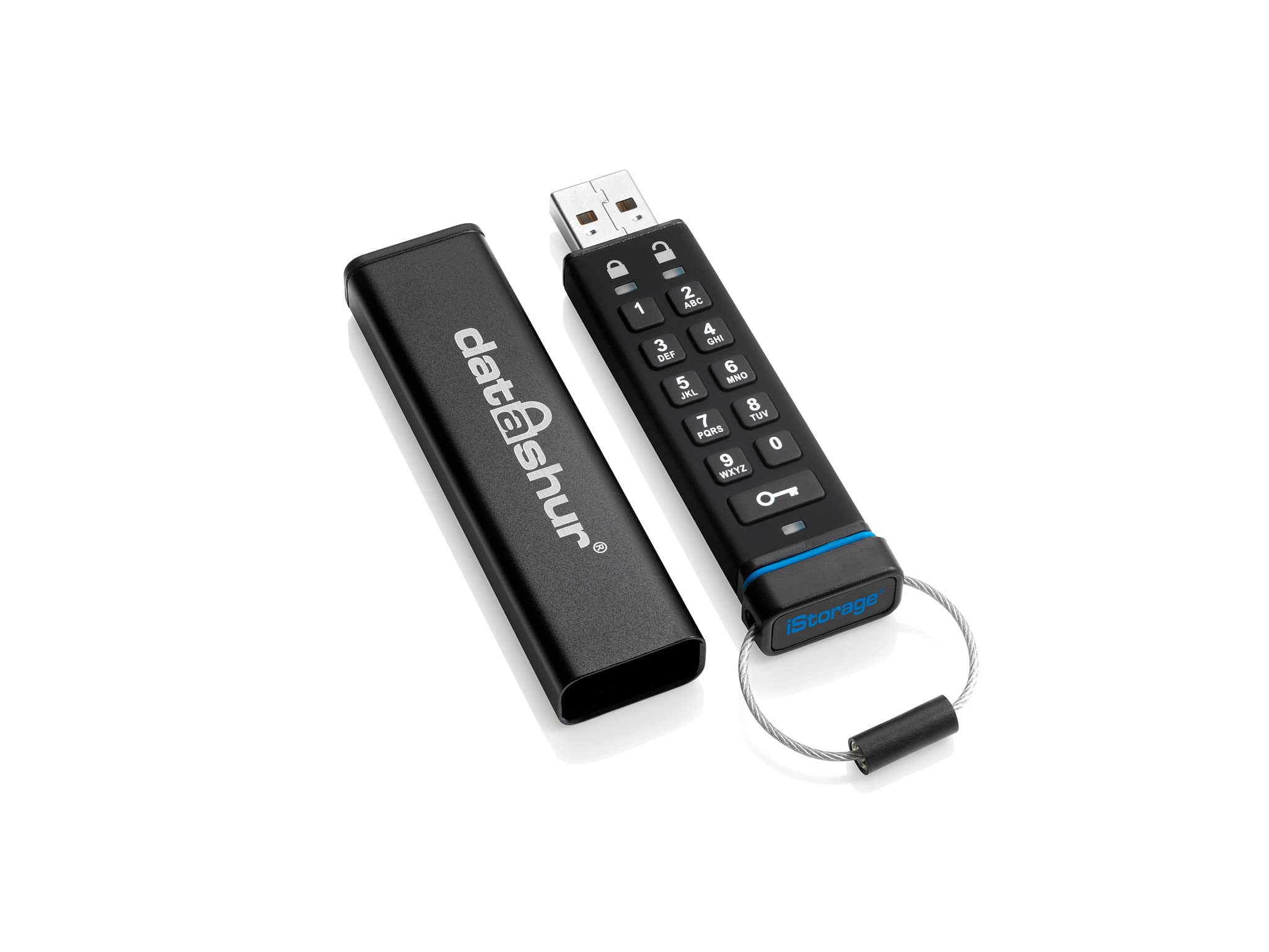 iStorage datAshur 8 GB Secure Flash Drive - Password Protected, Dust and Water Resistant, Portable, Military Grade Hardware Encryption USB 2.0 IS-FL-DA-256-8