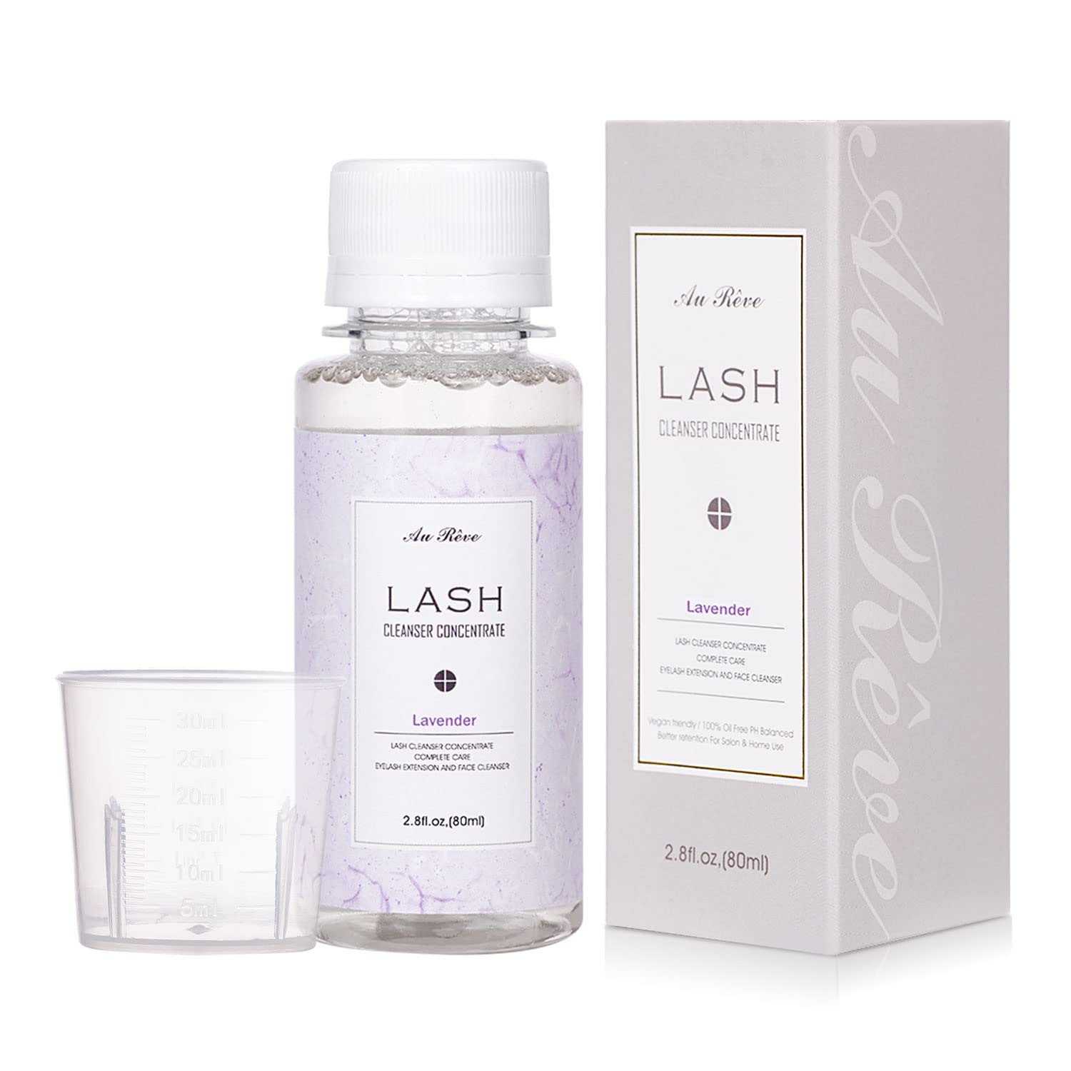 AuReve Lash Shampoo Eyelash Extensions Cleanser Concentrate 80ml Eyelash Shampoo Foam Lash Cleaning Kit Care, Non-lrritating Prolong Lash Cleanser, Bottles Lash Shampoo for Lash Extension (Lavender)