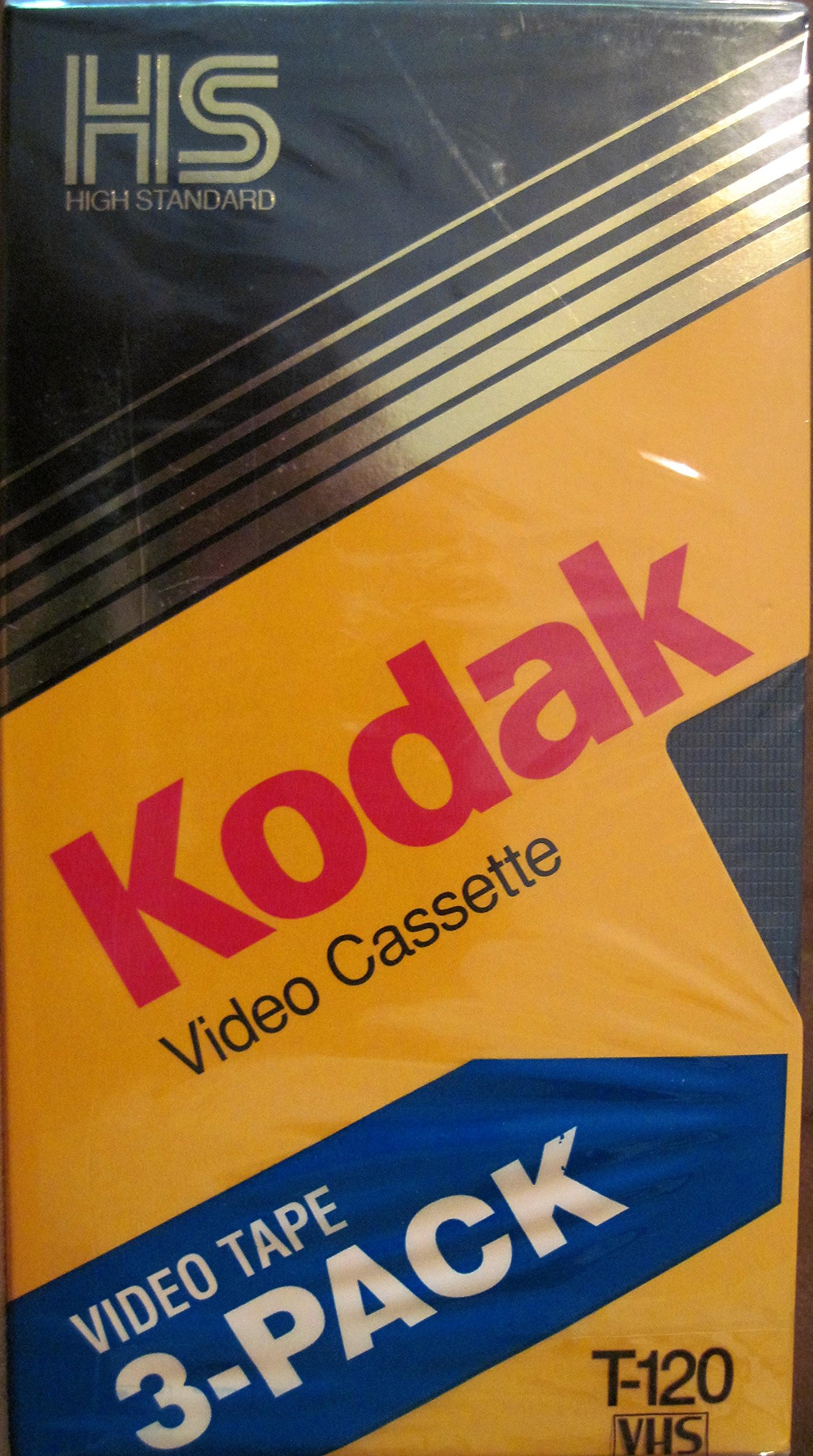 Kodak 3 Pack Yellow VHS Tape, 6 Hour Recording Capacity, Blank Video Cassette