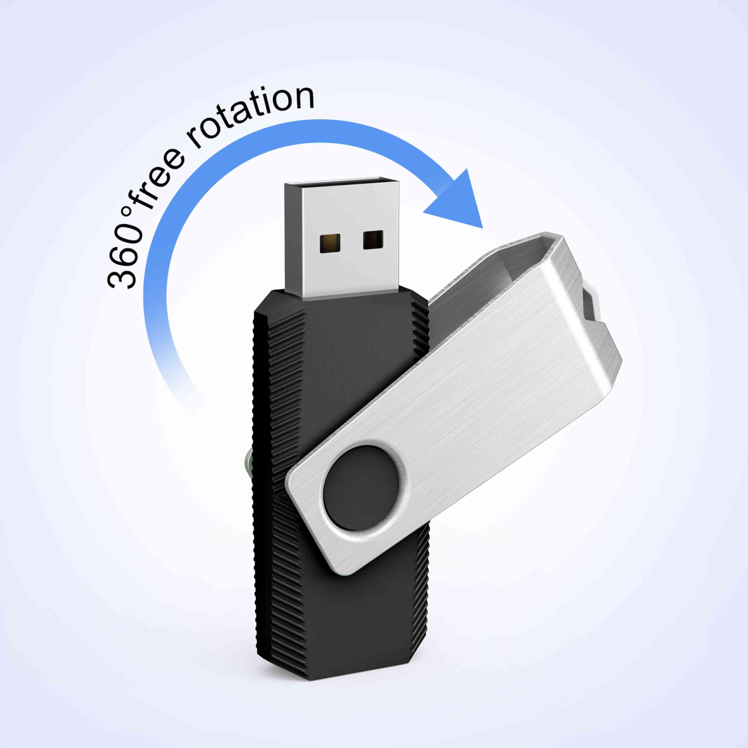 TOPESEL USB Storage Flash Drive, 5 Pack 32GB USB Flash Drives Memory Stick, USB Drive Thumb Drives USB Stick Flash Memory Stick Swivel USB 2.0 (32G,5PC, Black)