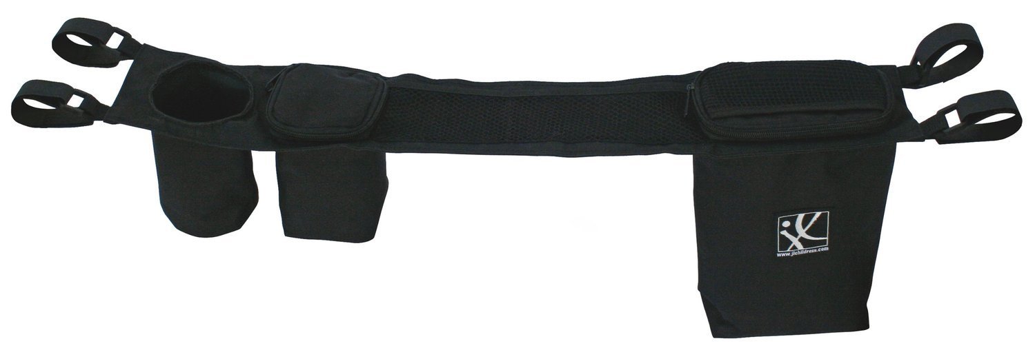 J.L. Childress DoubleCOOL Double Stroller Organizer - Stroller Accessory with Cooler and Storage - Includes Cup Holder, Cell Phone Pocket and Zippered Compartments - Black