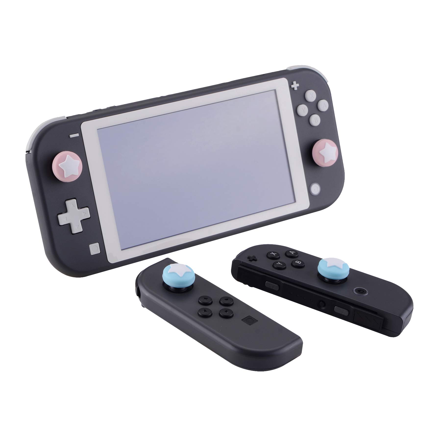 eXtremeRate PlayVital Star Design Cute Switch Thumb Grip Caps, Cherry Blossoms Pink & Heaven Blue Joystick Caps for Nintendo Switch Lite, Silicone Analog Cover Thumbstick Grips for Switch OLED Joycon