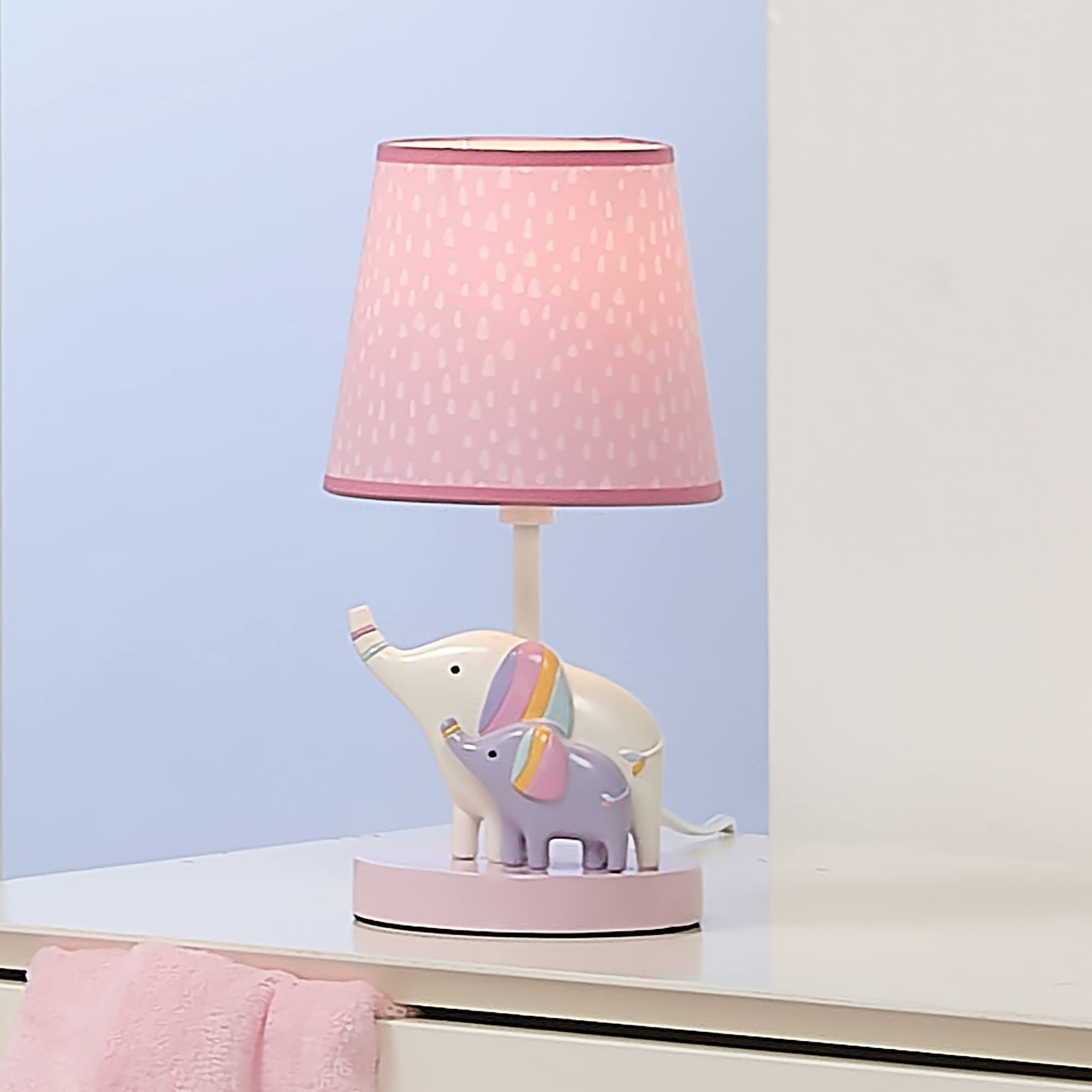 Bedtime Originals Elephant Dreams Pink/Lavender Nursery Lamp with Shade & Bulb