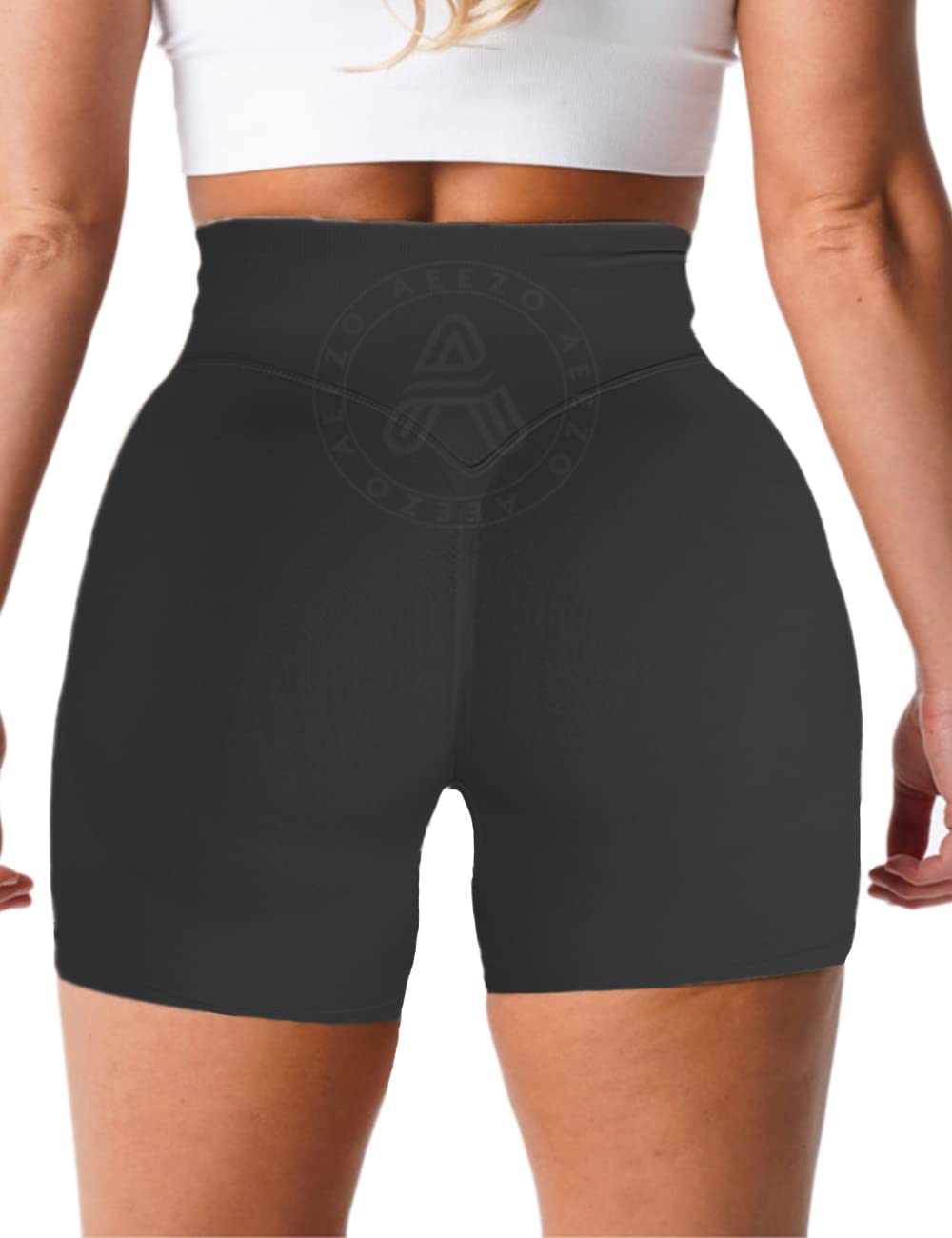 AEEZO Women's Booty Shorts High Waist Seamless Scrunch Ombre Active Shorts Butt Lifting Workout Yoga Pants