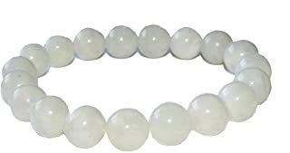 AD Beads Natural Gemstone Round Beads Stretch Bracelet Healing Reiki 10mm (Moonstone)