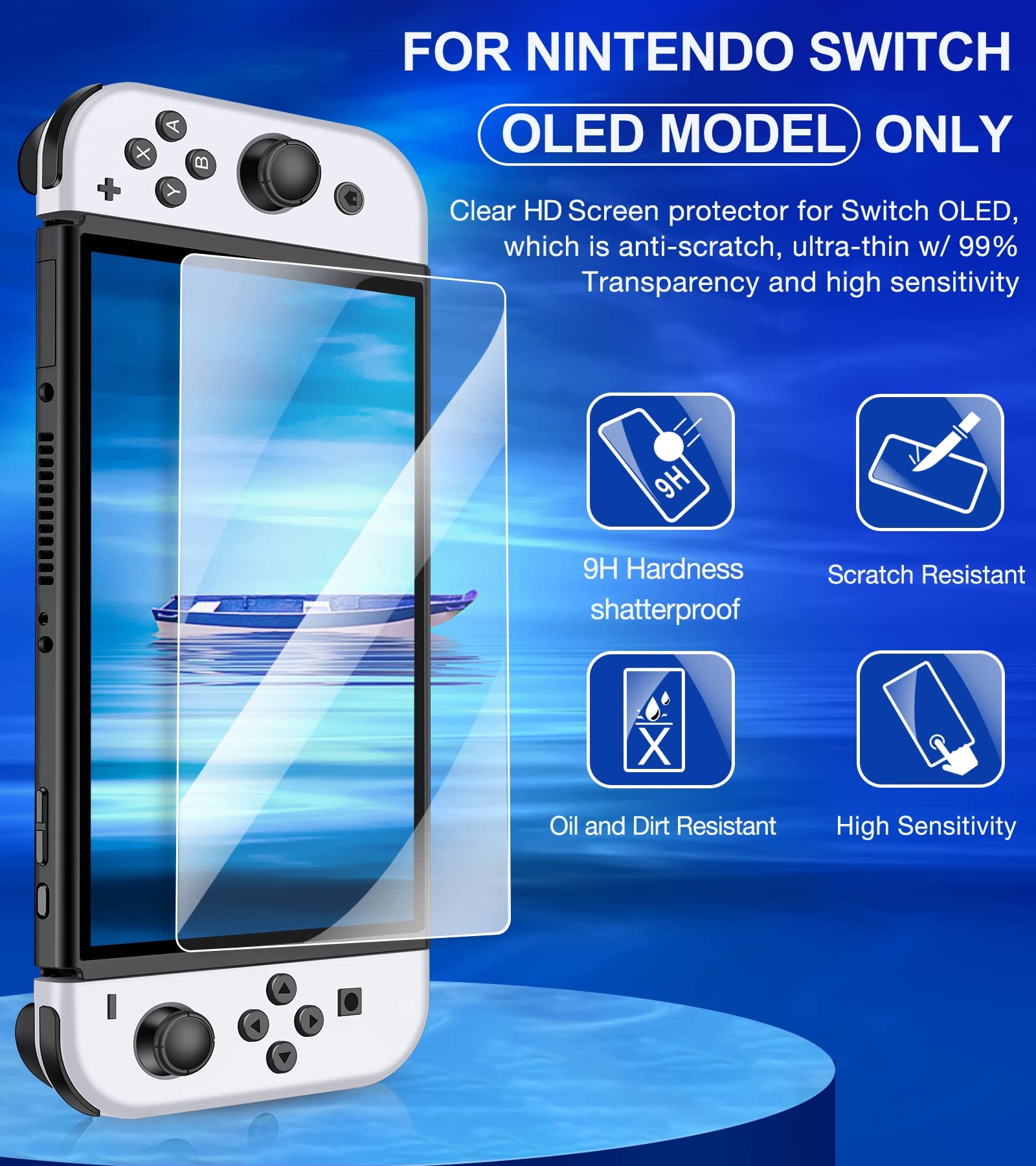 ELISWEEN 3-Pack Switch OLED Screen Protector Tempered Glass with Auto Alignment Kit for 2021 Nintendo Switch OLED Screen Protector, 9H/2.5D/0.33mm Thickness Dockable Hd Screen OLED Screen Protector