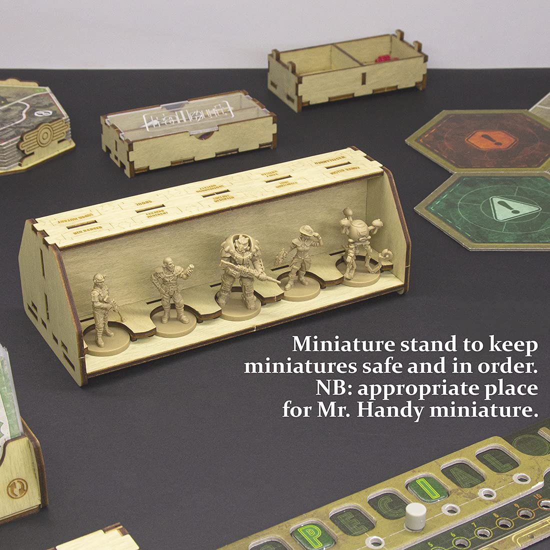 SMONEX Organizer Box Compatible with Fallout New California Board Game and Fallout Atomic Bonds Expansions - Insert Fits The Original Box - Board Game Organizer with Engraved Design