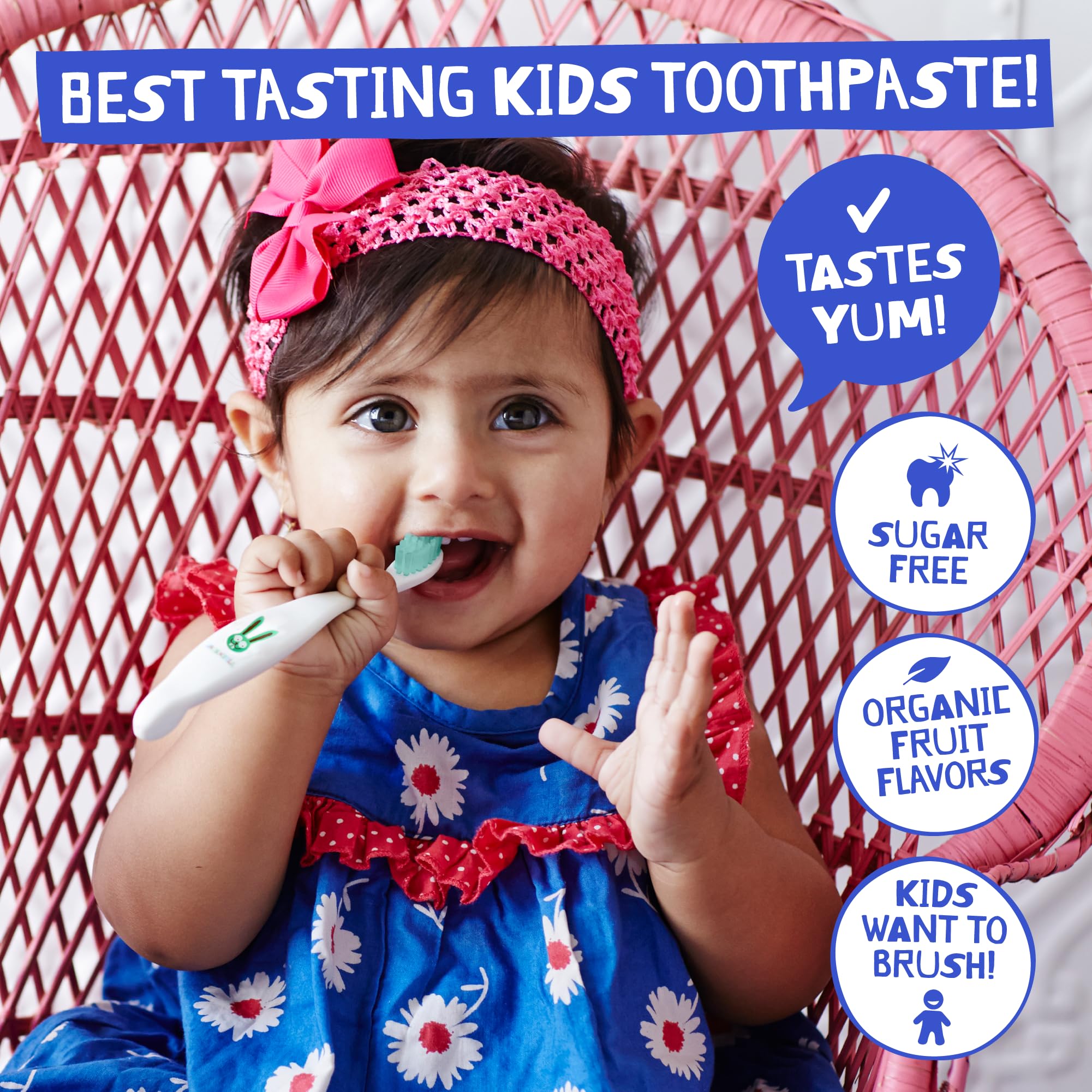Jack N' Jill Natural Toddler Toothpaste for Baby, Kids and Infants 6 Months & Up, Fluoride Free Training Toothpaste for Toddlers 1-3 (1.76 Fl Oz (Pack of 2), Blueberry & Raspberry)