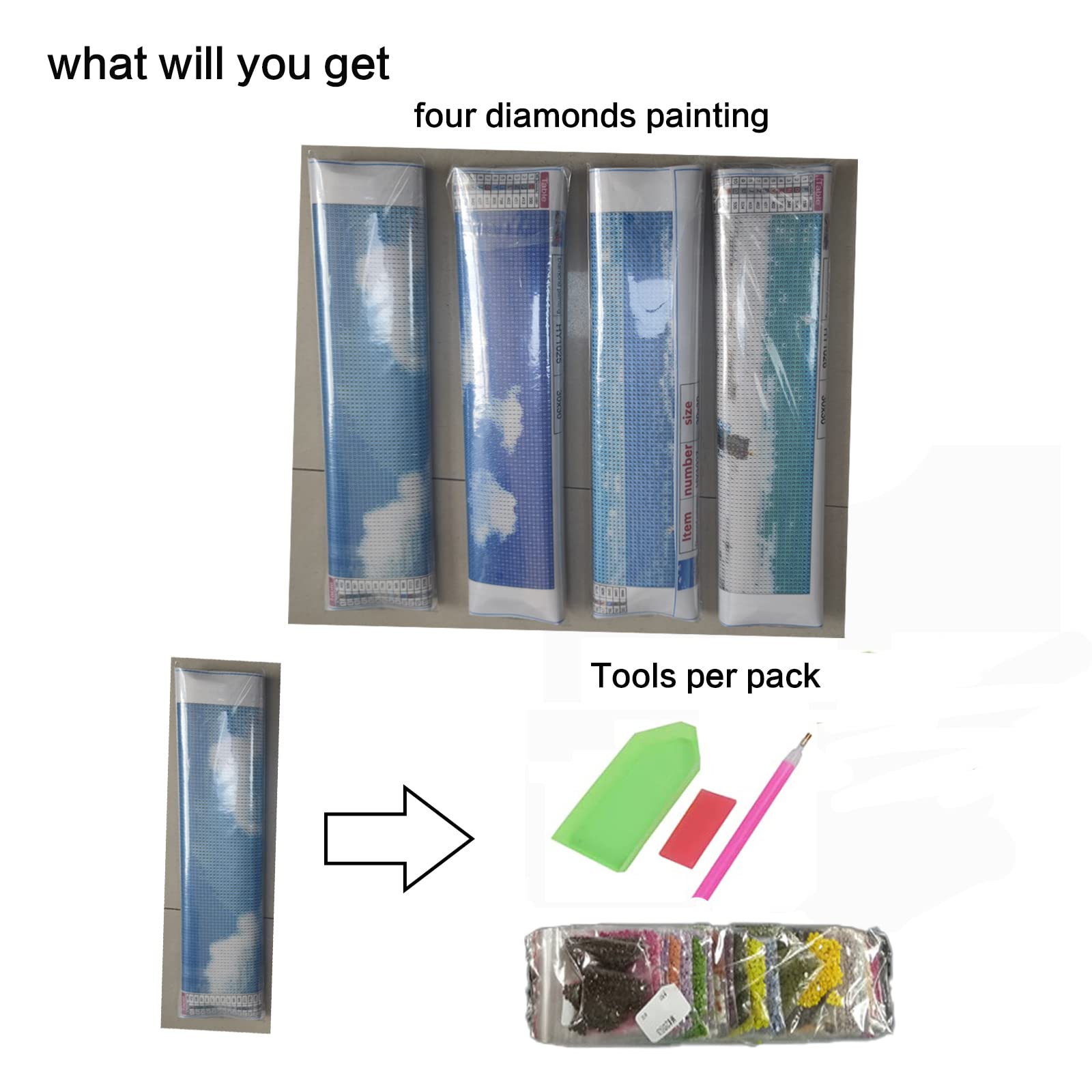 AEFPOYMXU 5D Crystal Diamond Painting Kits 4 Pack for Adults Beginner Paint by Number Canvas DIY Full Drill Beach Seashells Diamond Dots Art Crafts Kit for Wall Hanging Home Room Decor Gift