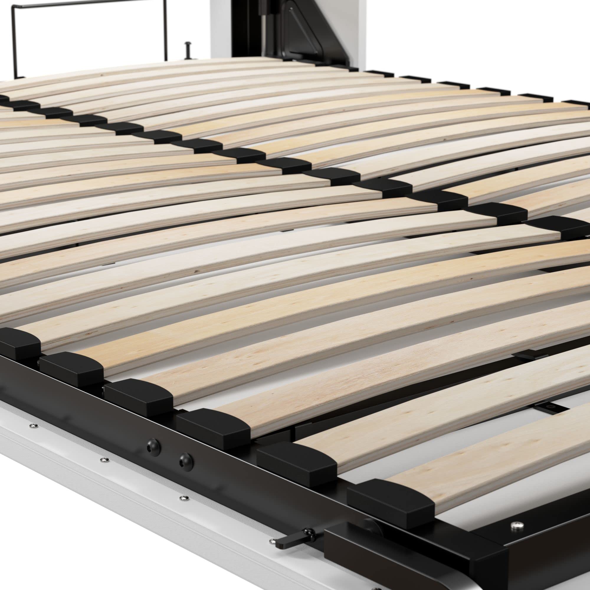 Bestar Pur 67W Queen Size Murphy Cabinet Bed with Mattress in White, Space-Saving Sleeping Arrangement for Multipurpose Bedroom, Guest Room or Home Office
