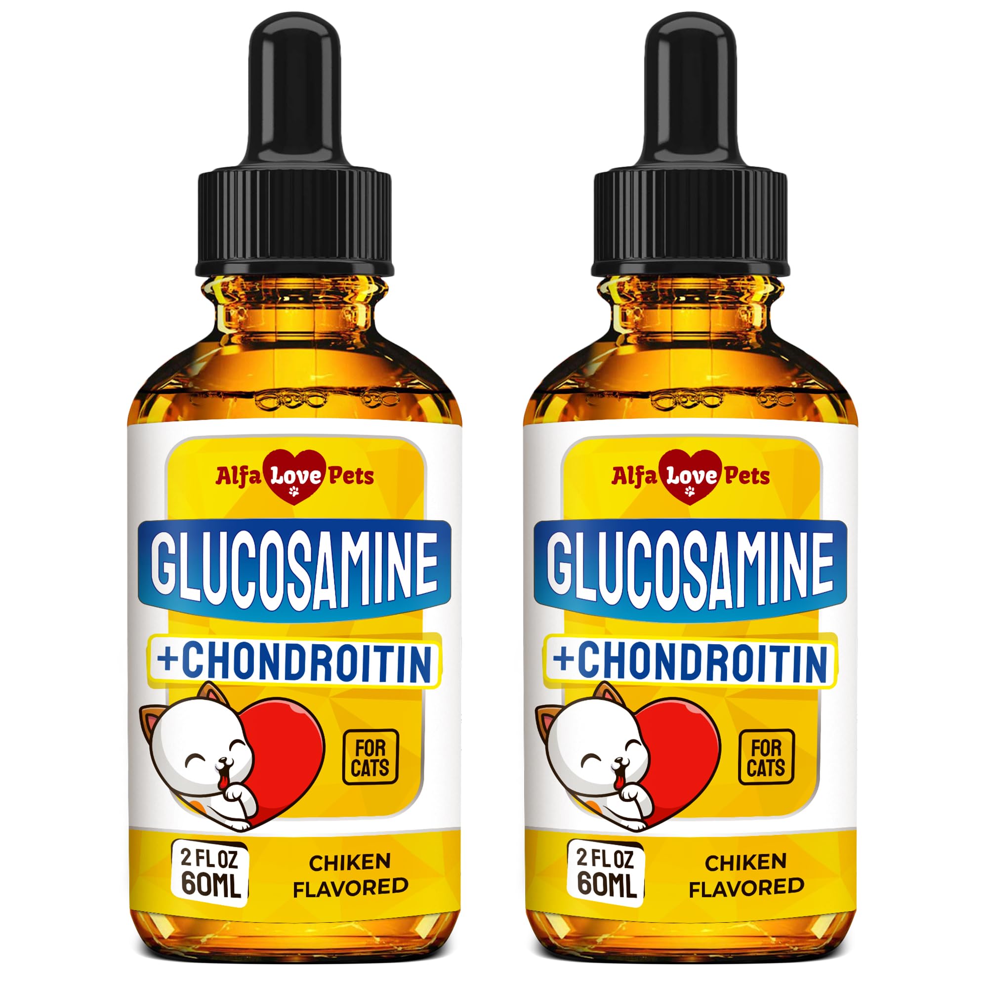 Cat Joint Supplement ✿ Cat Glucosamine ✿ Glucosamine for Cats ✿ Glucosamine Chondroitin for Cats ✿ Glucosamine for Cats Liquid ✿ Joint Supplement for Cats ✿ Chicken Flavor ✿ 2 Pack