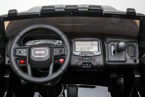DAKOTT GMC Sierra Denali HD Two Seater 12 Volt Ride-On Truck w/ 2.4G Remote Control, LED Lights, Horn, Music, MP3/USB, Storage Box, Spring Suspension, Electric Vehicle for Kids .