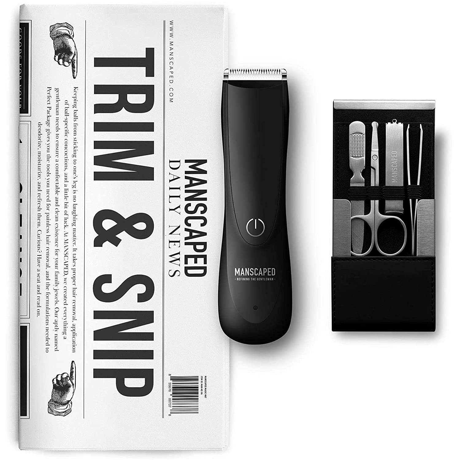 MANSCAPED Trim & Snip 2, Men's Bathroom Toiletry Grooming Tools, Includes The Lawn Mower 2, High Performance Electric Hair Trimmer, Stainless Steel 4 Piece Nail Kit