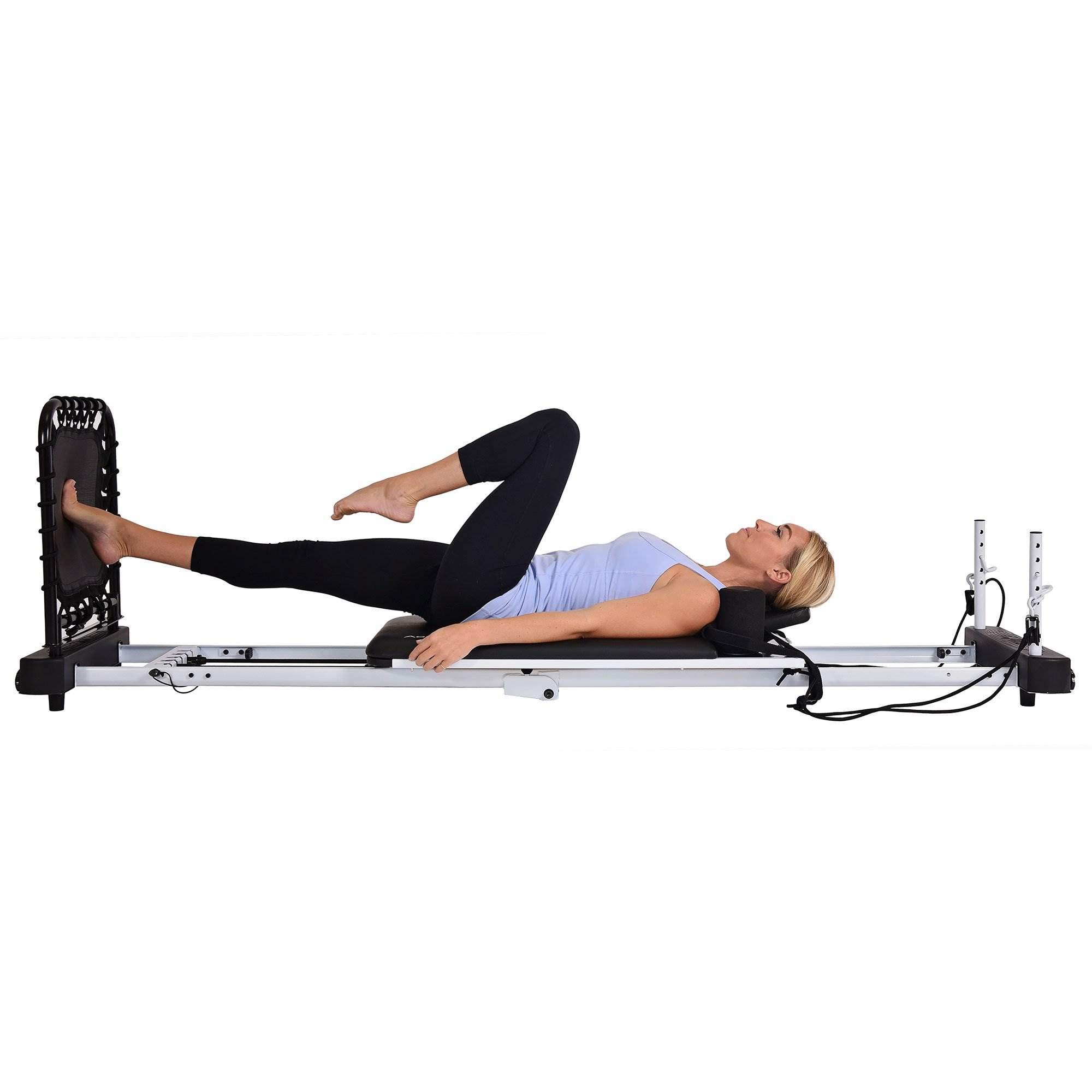 AeroPilates Stamina Adjustable 5 Cord Reformer Fitness Workout Machine with Padded Cardio Rebounder and Full Workout DVD Set