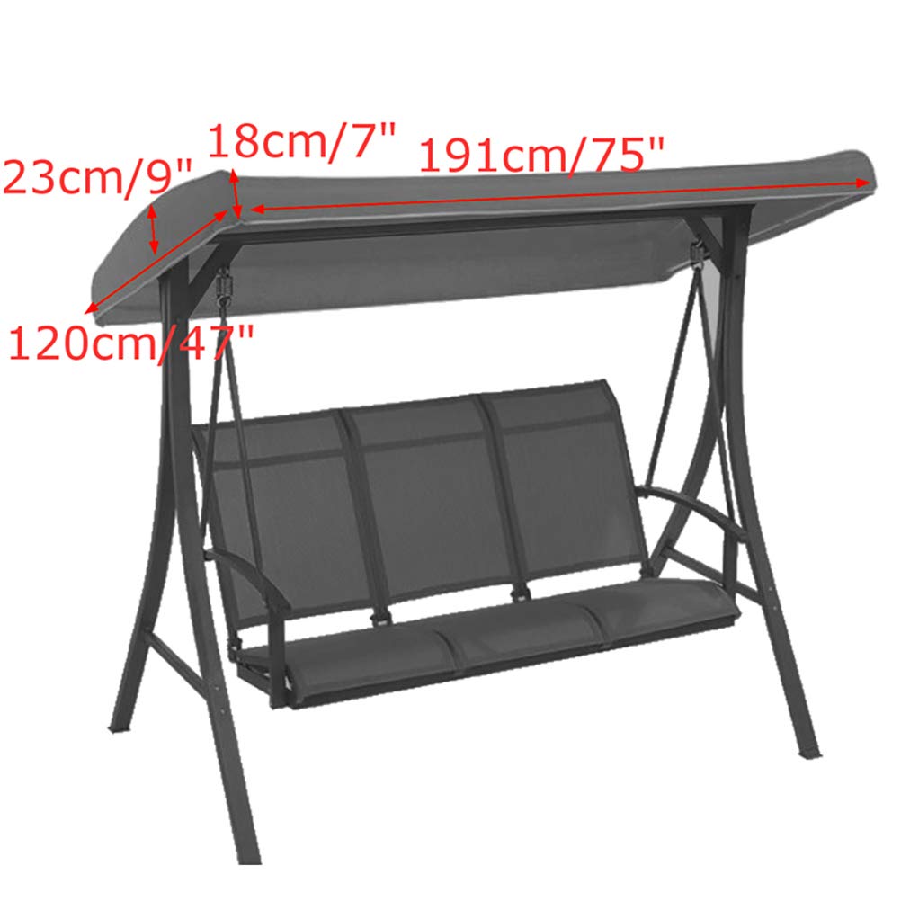 WYHFA Replacement Canopy for Swing, Outdoor Swing Canopy Replacement Porch Top Cover 3 Seater Waterproof for Patio Swing Garden Swing Backyard