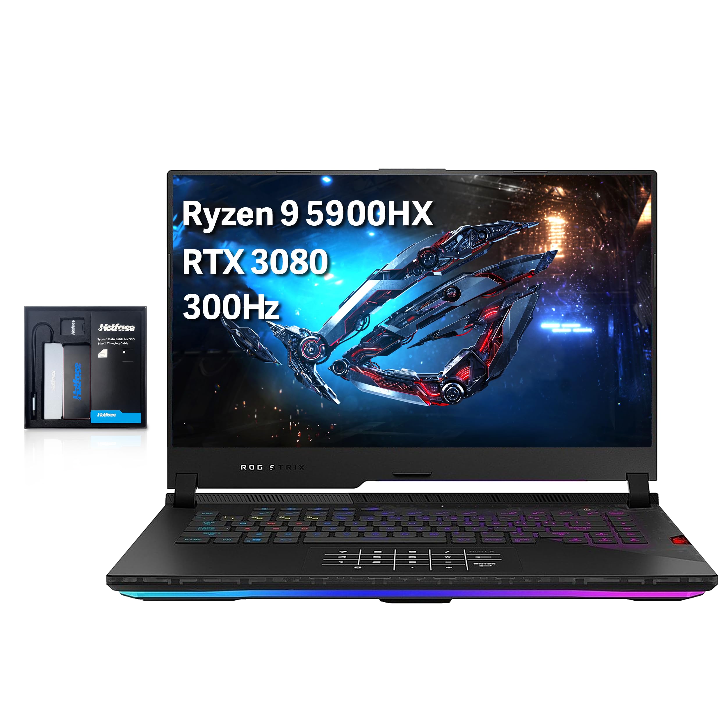 Asus 2023 ROG Strix Scar 15 15.6inches IPS Type FHD Gaming Laptop, AMD Ryzen 9 5900HX, 64GB RAM, 4TB PCIe SSD, Backlit Keyboard, GeForce RTX 3080, WiFi 6, Win 11 Pro, Gray, 32GB SnowBell USB Card