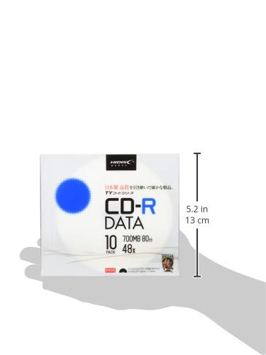 HI-DISC TYCR80YP10SC CD-R Data 48x Speed, 700MB, 0.2 inch (5 mm) Slim, 10 Sheets