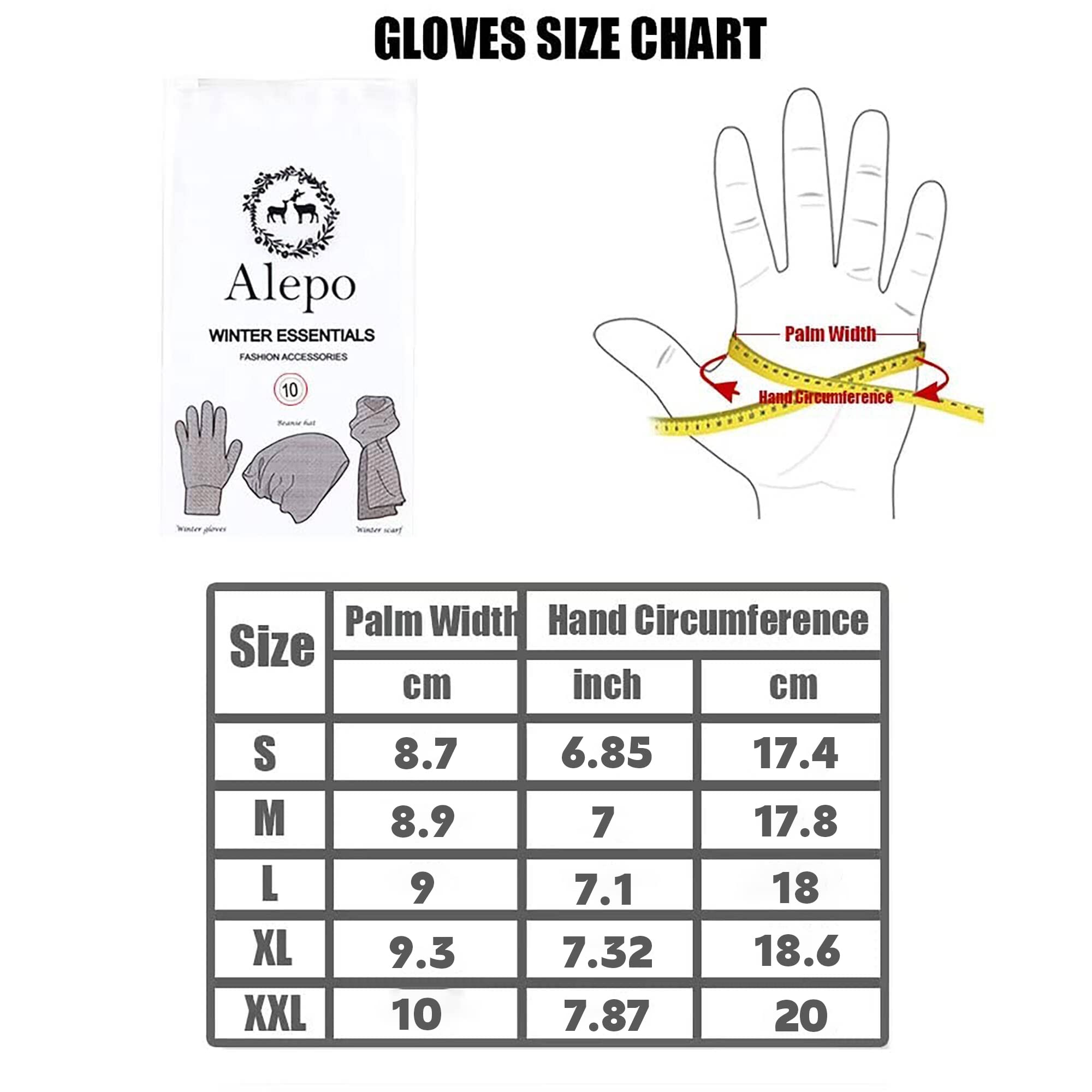 Alepo Winter PU Leather Gloves For Women, Warm Thermal Touchscreen Texting Typing Dress Driving Motorcycle Gloves With Wool Lining (Black-L)