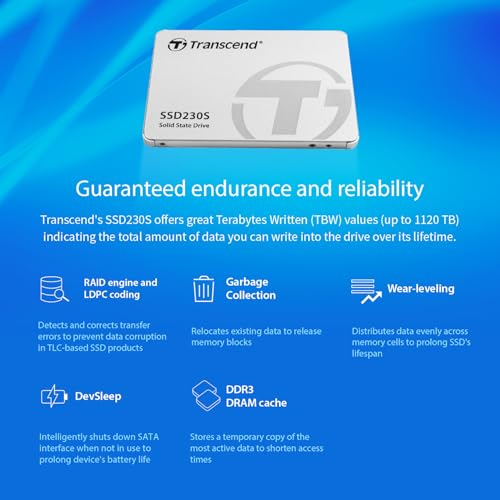 Transcend 256GB SATA III 6Gb/s SSD230S 2.5” Solid State Drive TS256GSSD230S,Silver