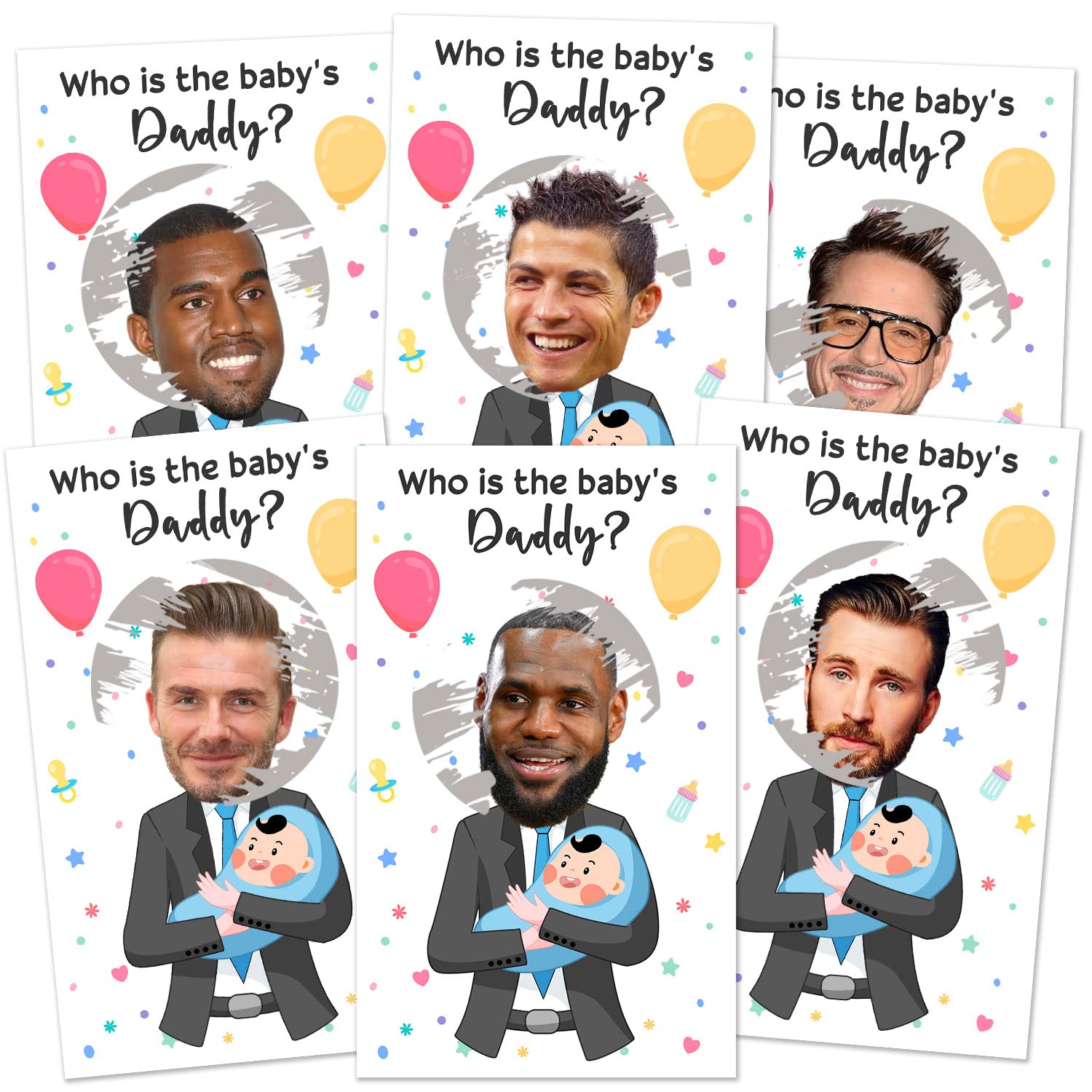 Funny Baby Shower Games Scratch Off Card, Guess Dad Scratch Off Lottery Ticket Raffle Cards Baby Shower Game, Baby Shower Party Icebreak Game Ideas for Boy and Girl, who is the Baby's Daddy-White