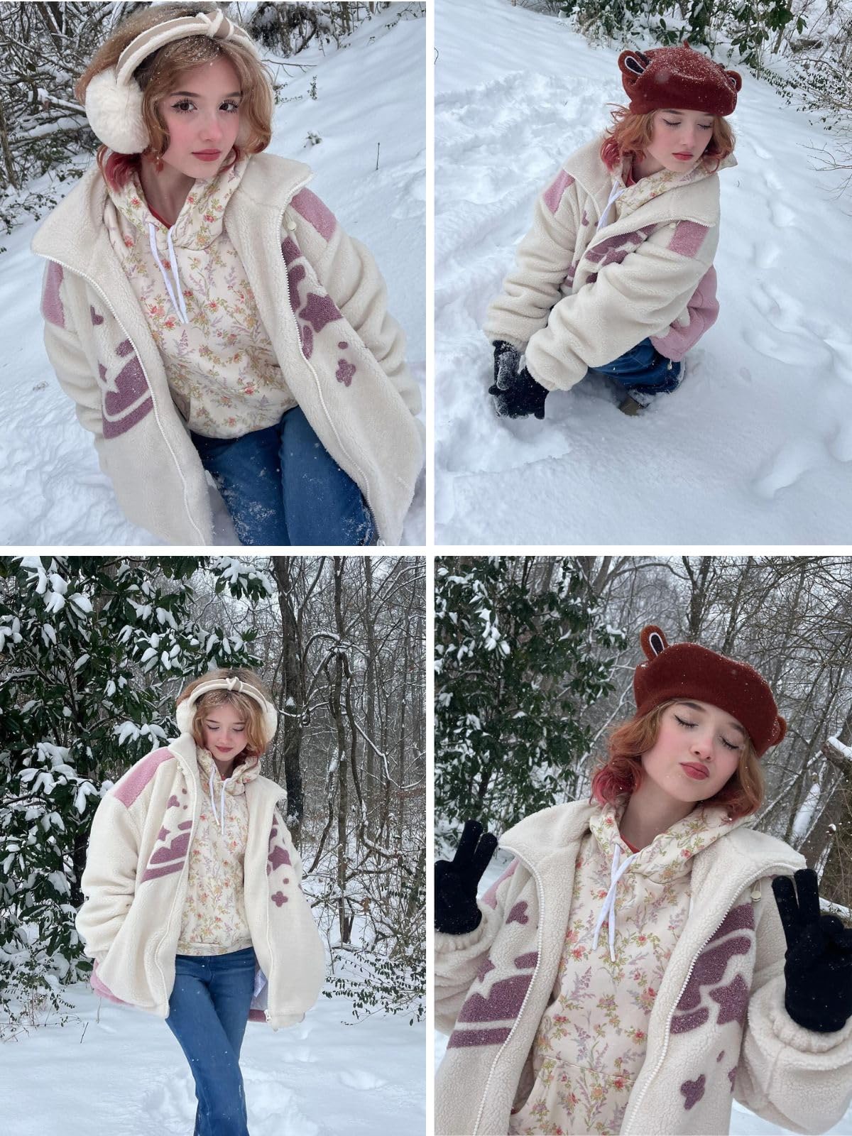 Aelfric Eden Womens Fleece Sherpa Jacket Zip Up Winter Jackets Star Sky Patchwork Oversized Unisex Casual Warm Fuzzy Coat