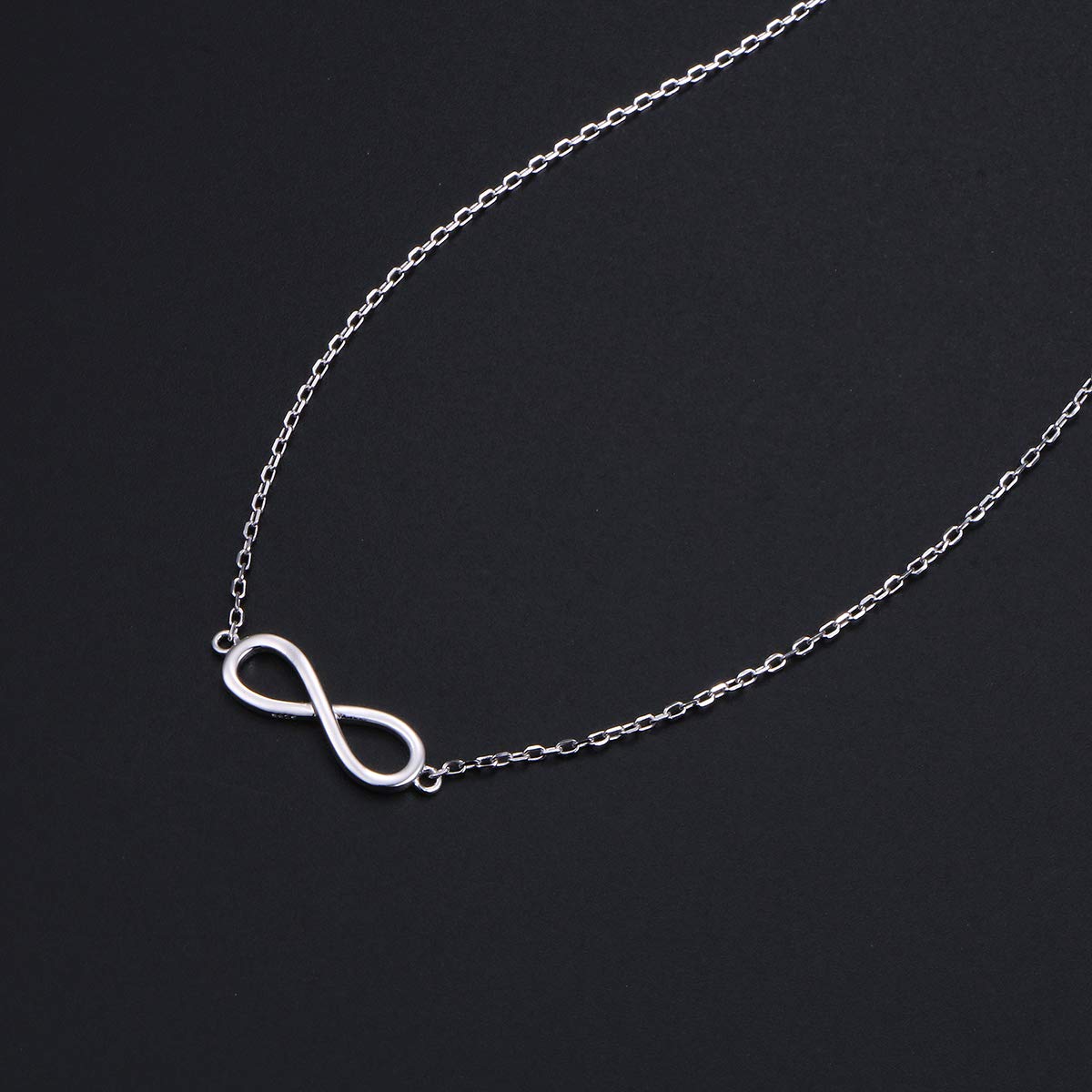 DAOCHONG S925 Sterling Silver Choker Infinity Clavicle Short Pendant Necklace for Women Jewelr