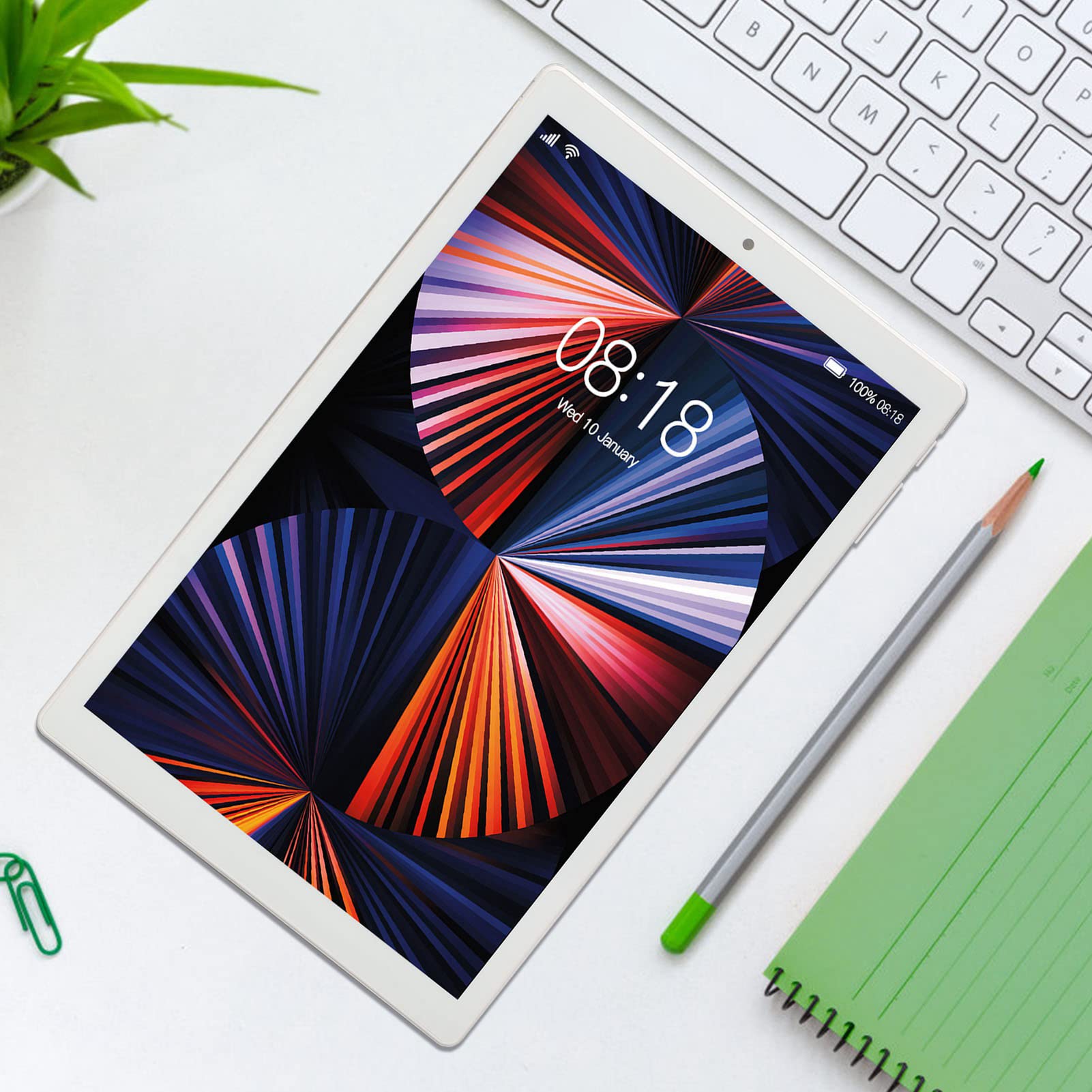 ASHATA 10in Android Tablet, 2GHz Octa Core CPU 4GB RAM 64GB ROM 128G Expansion, 5G Dual Band Dual SIM Tablet with IPS Screen, Capacitive Screen 5 Point Touch, Front 2MP and Rear 5MP(Silver)