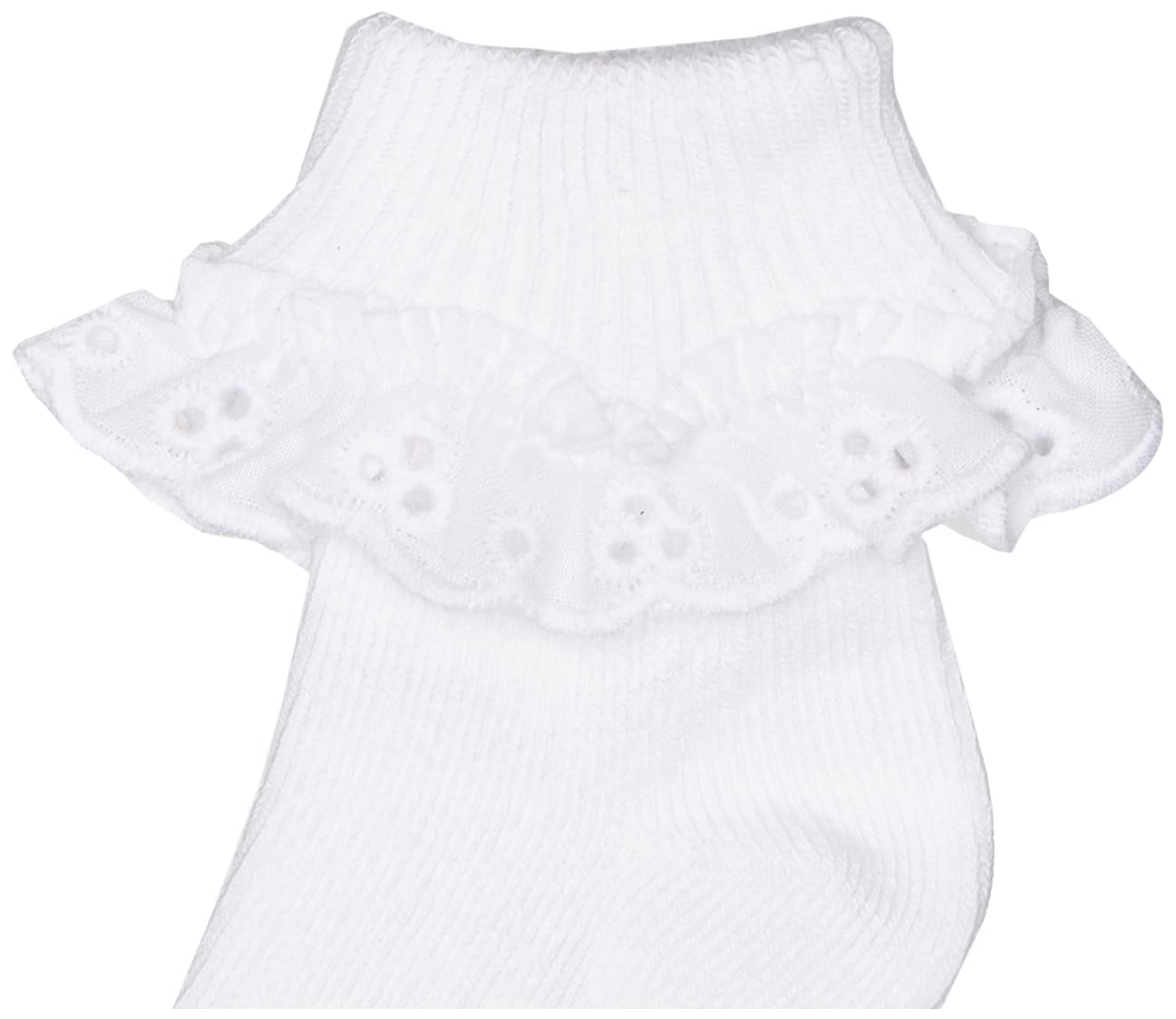 Jefferies Socks baby girls Newborn Eyelet Lace 3 Pair Pack infant and toddler socks, White, 3-12 Months US